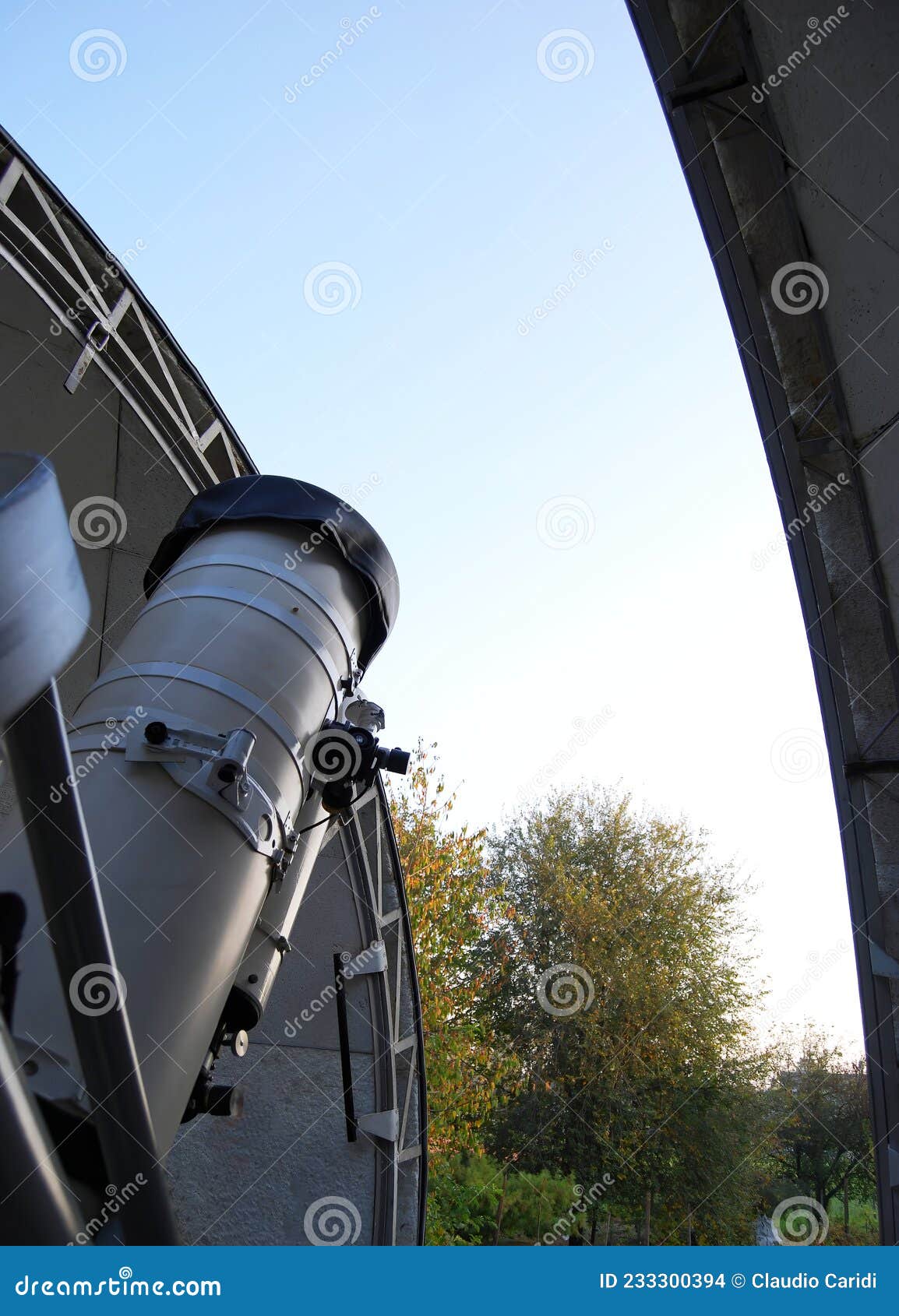 Optical Telescope Inside a Dome of an Astronomic Observatory. Watching ...
