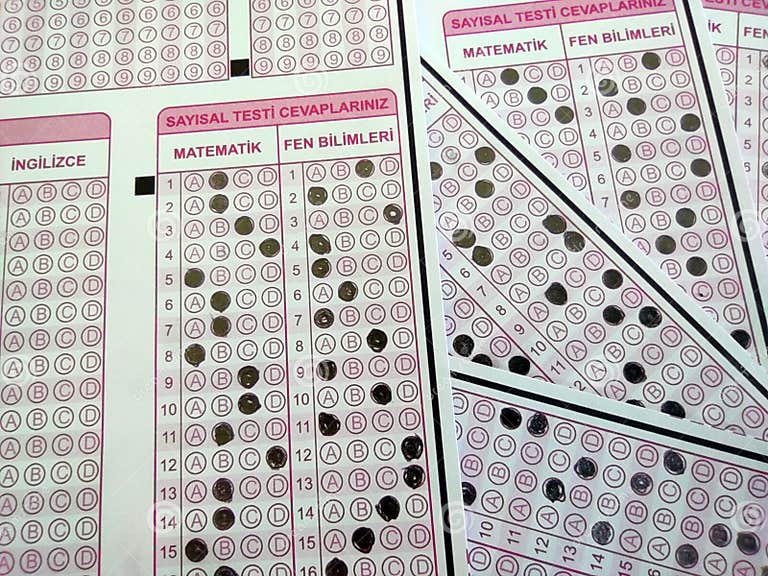 Optical Test Paper with Marking, Optical Paper with a Mark of a Student ...
