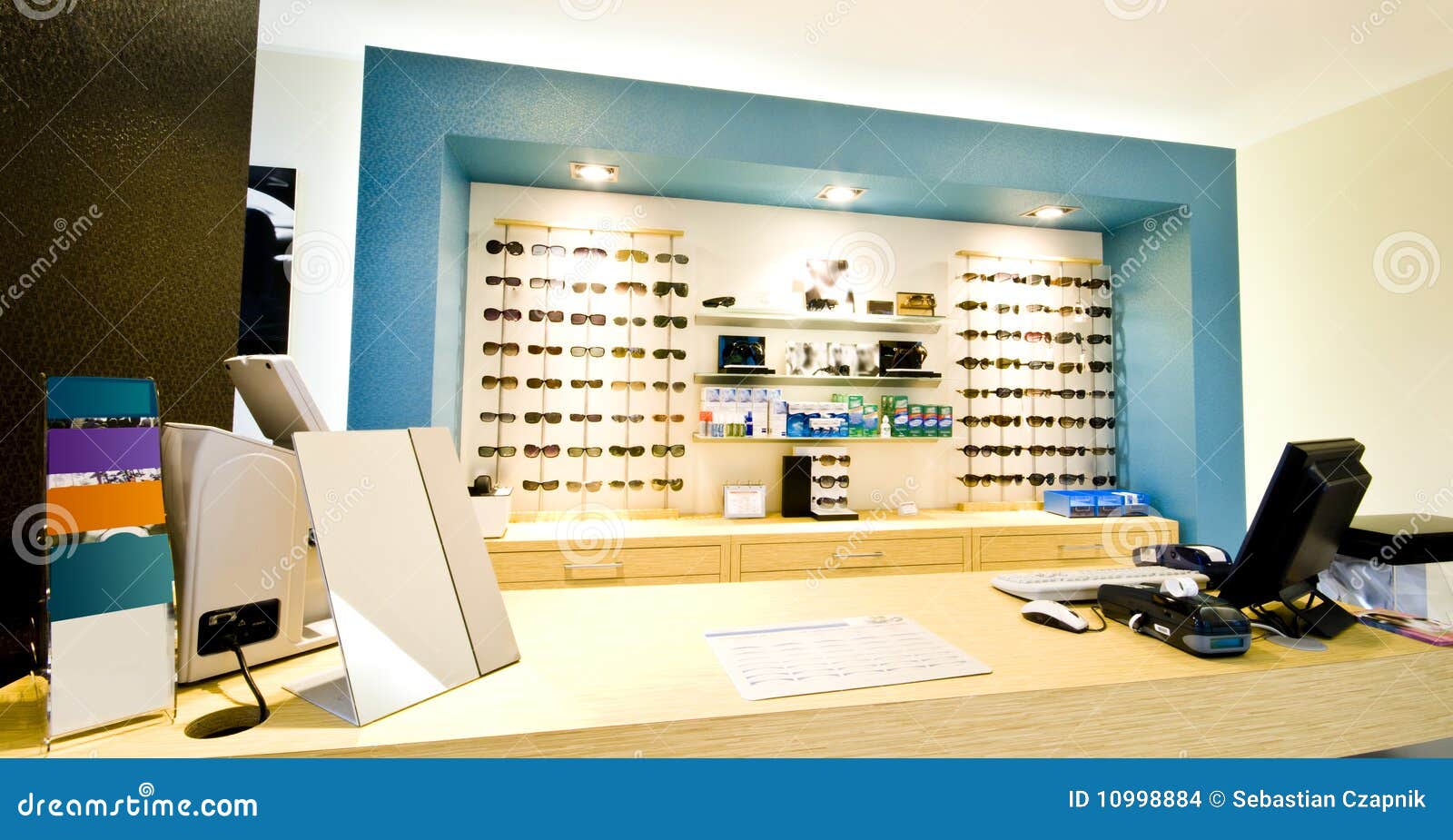 Opticial salon counter stock photo. Image of workplace - 10998884