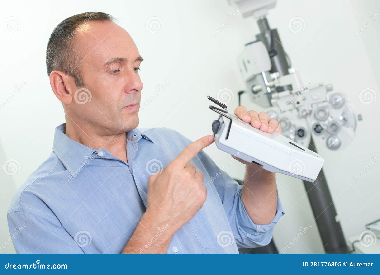 Optician Checking Equipment Stock Image - Image of apparatus, examine ...