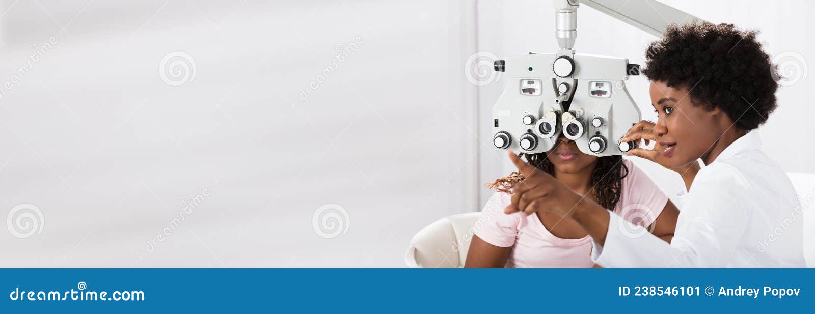Optician Doing Optometry Eye Exam Stock Image - Image of copy, optician ...