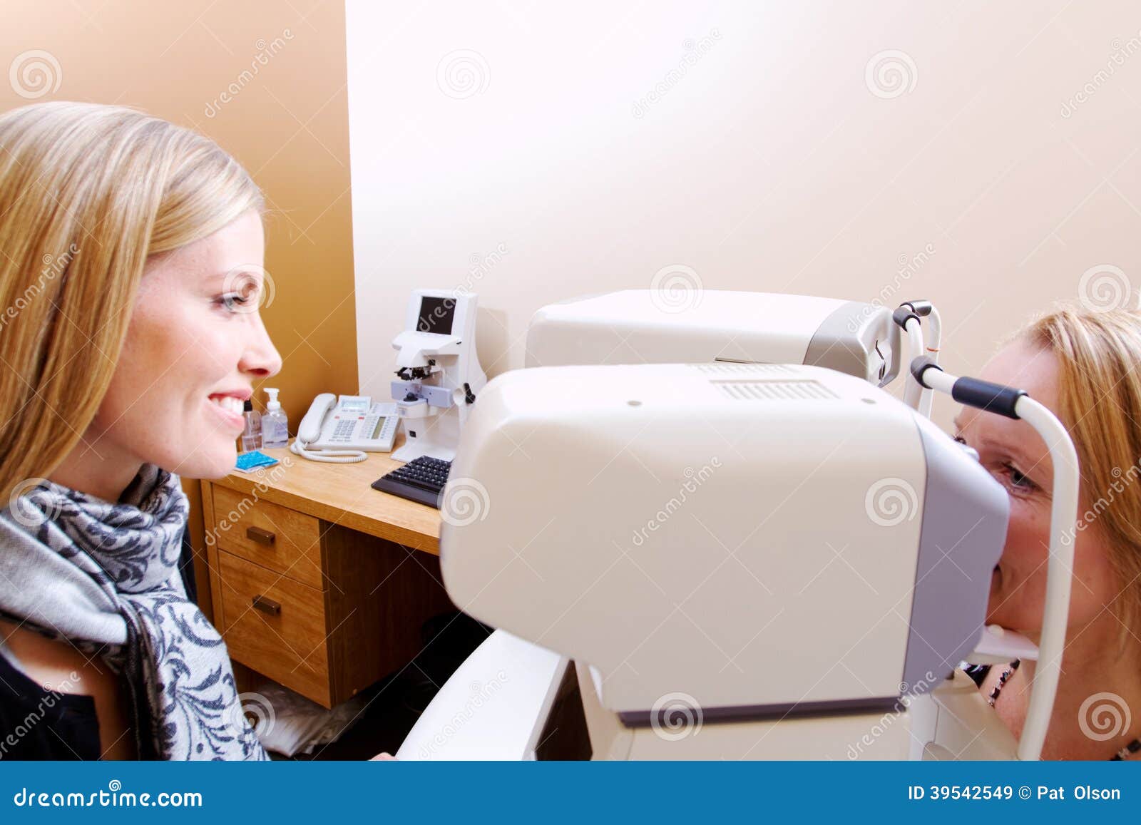 Optician Preparing Client for Tonometer Test Stock Image - Image of ...