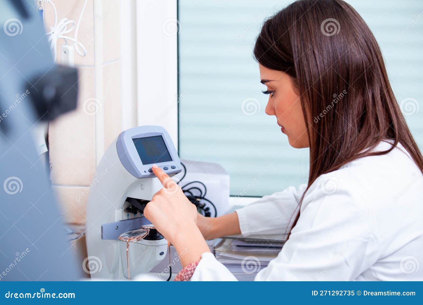 Optician Repairing Spectacles with Tool in Optical Store Stock Image ...