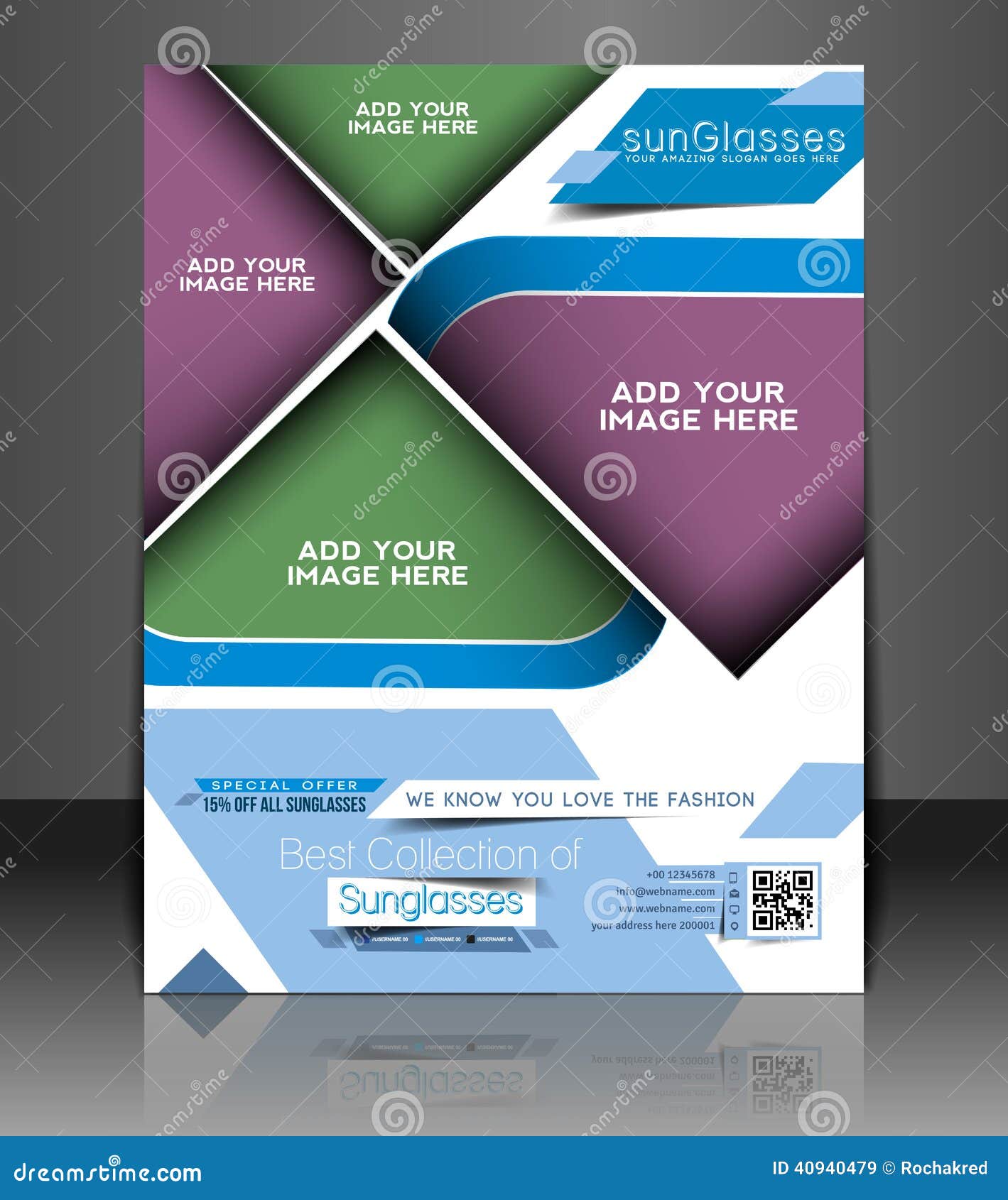 Optician Poster Design With Blue Eye Cartoon Vector | CartoonDealer.com ...