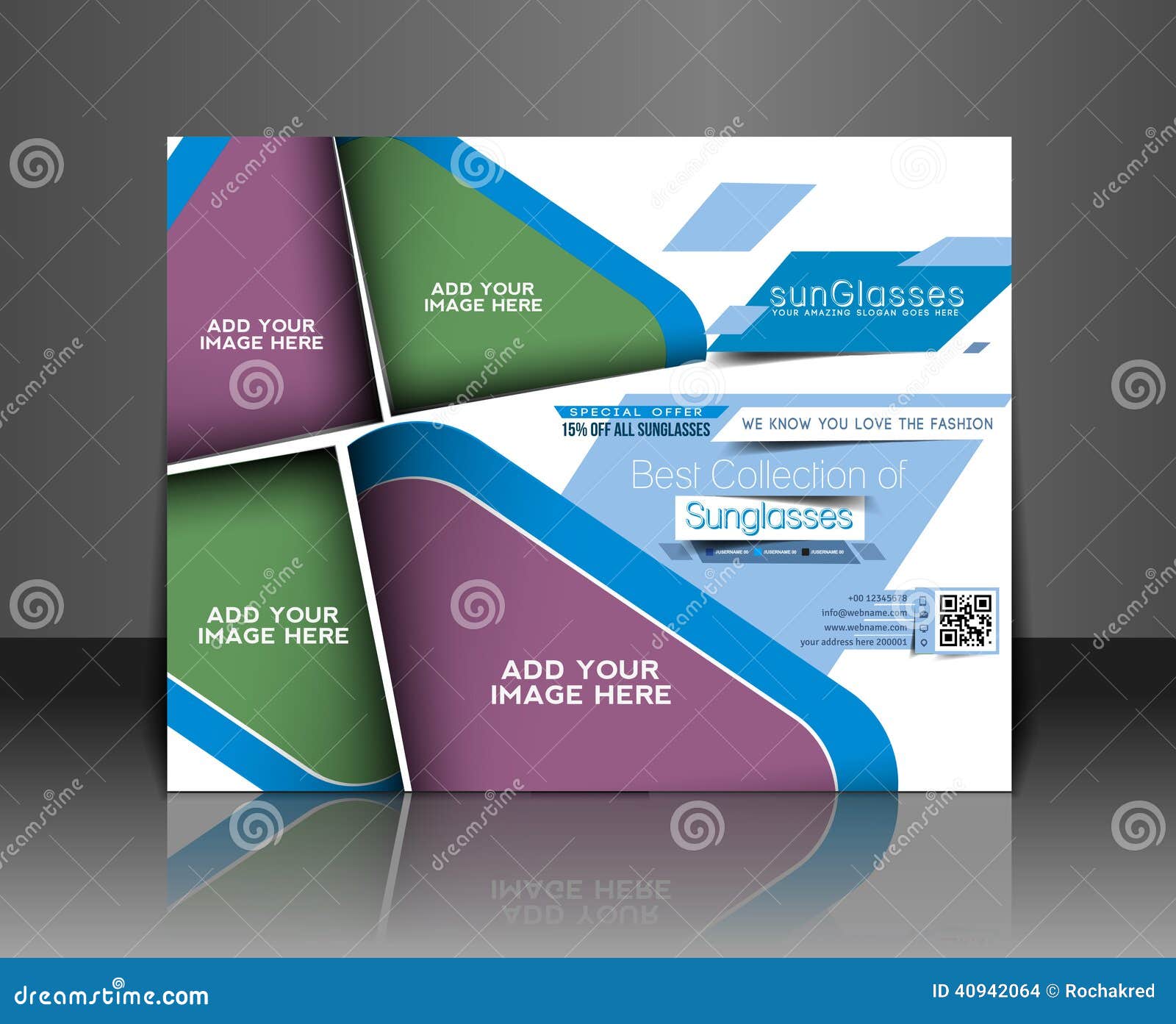 Optician Poster Design With Blue Eye Cartoon Vector | CartoonDealer.com ...