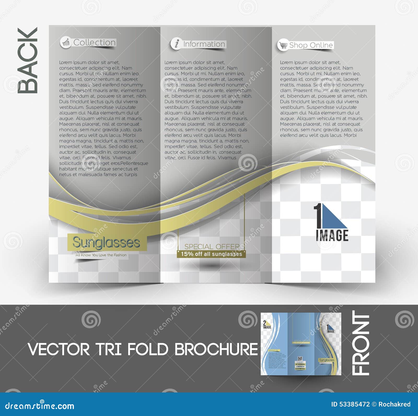 Optician Sunglasses Store Tri-Fold Brochure Stock Vector - Illustration ...