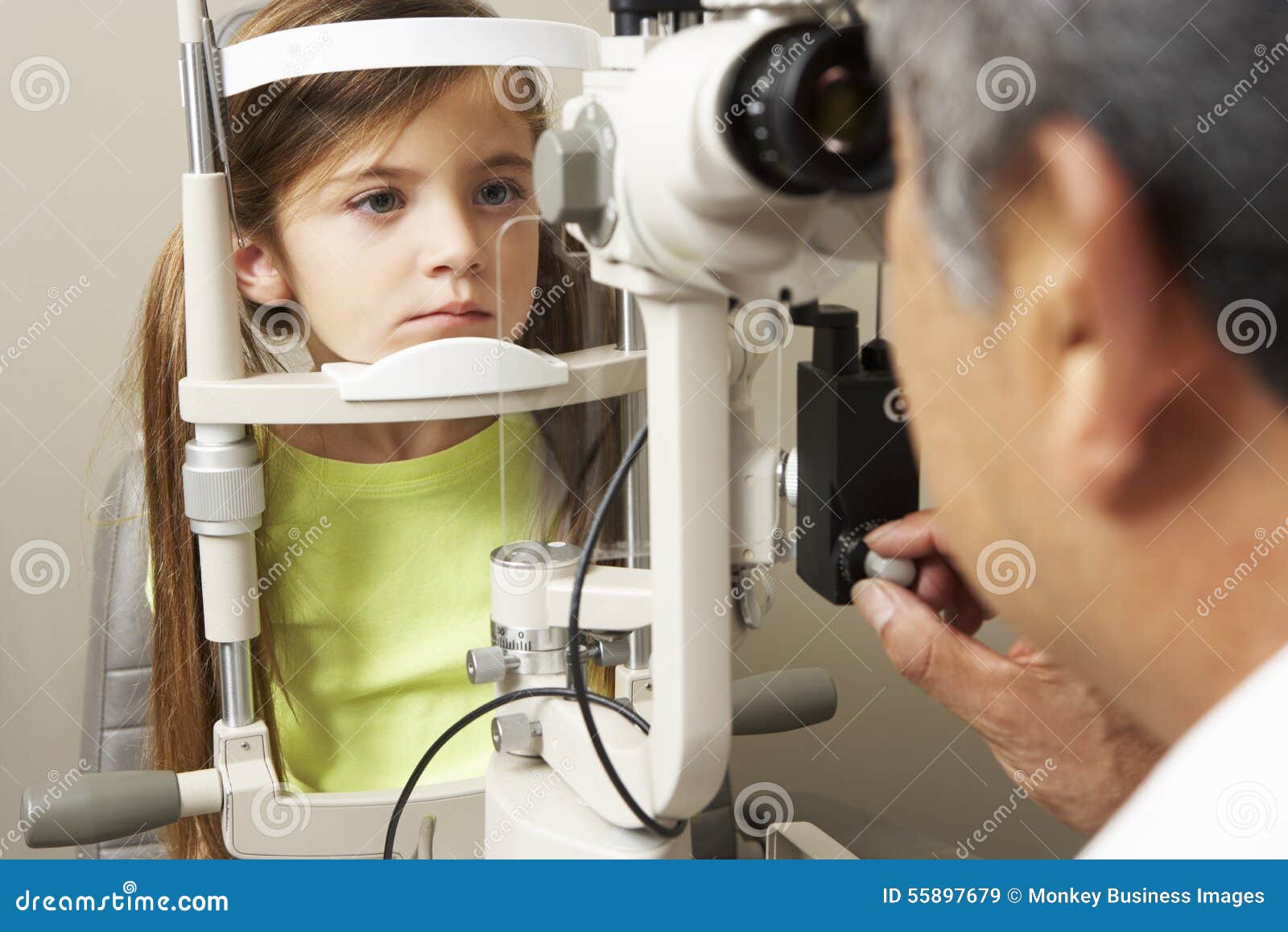 Optician in Surgery Giving Girl Eye Test Stock Image - Image of oculist ...