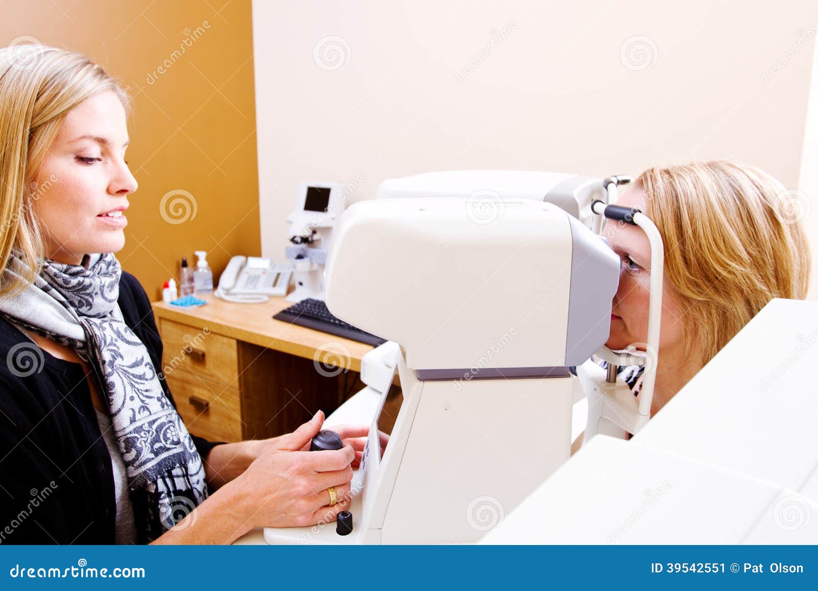 Optician Testing Eye Pressure on Client Stock Image - Image of fluid ...
