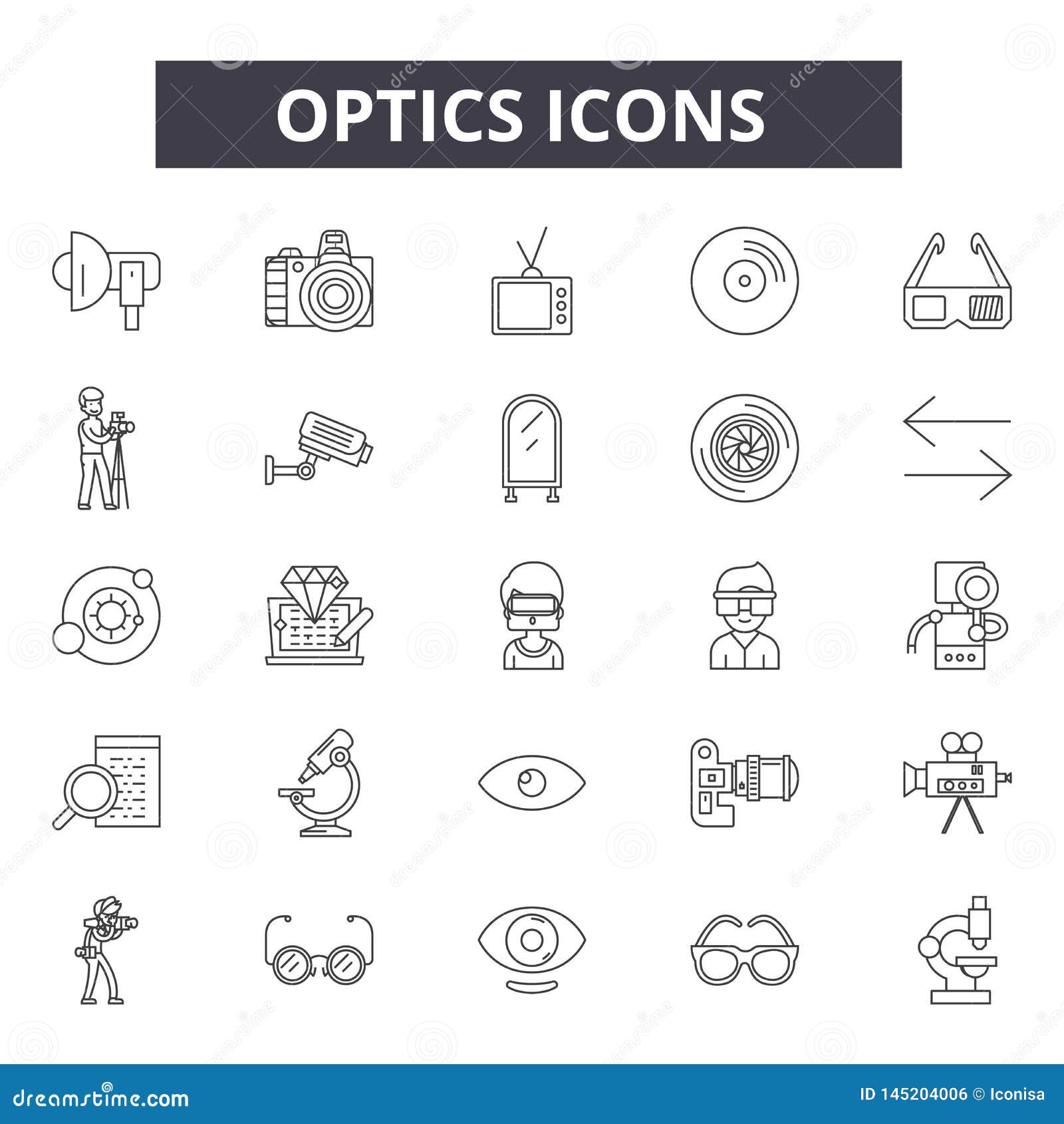 Optics Line Icons, Signs, Vector Set, Outline Illustration Concept ...