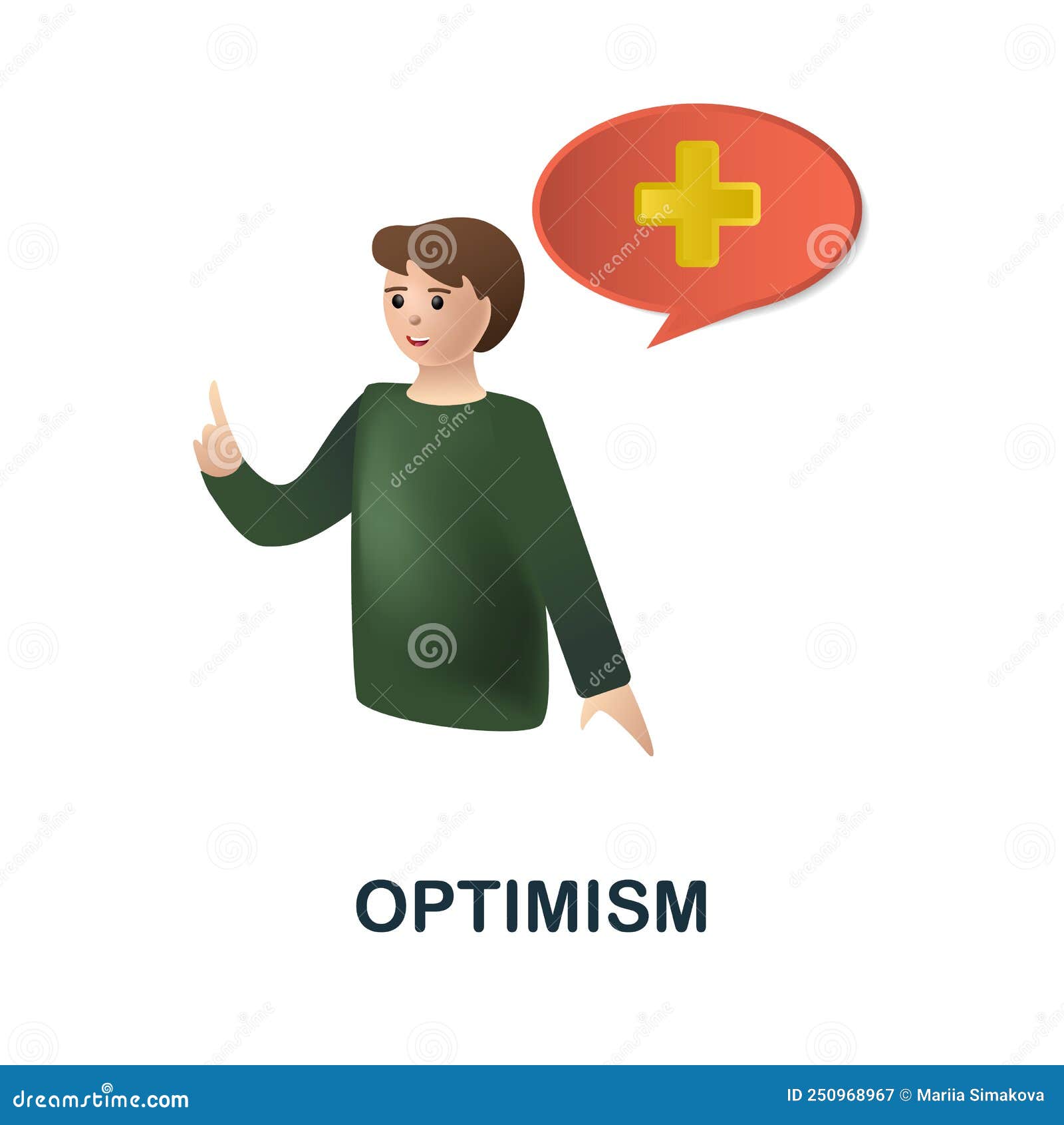 Optimism Icon in 3d. Colored Illustration from Core Values Collection ...