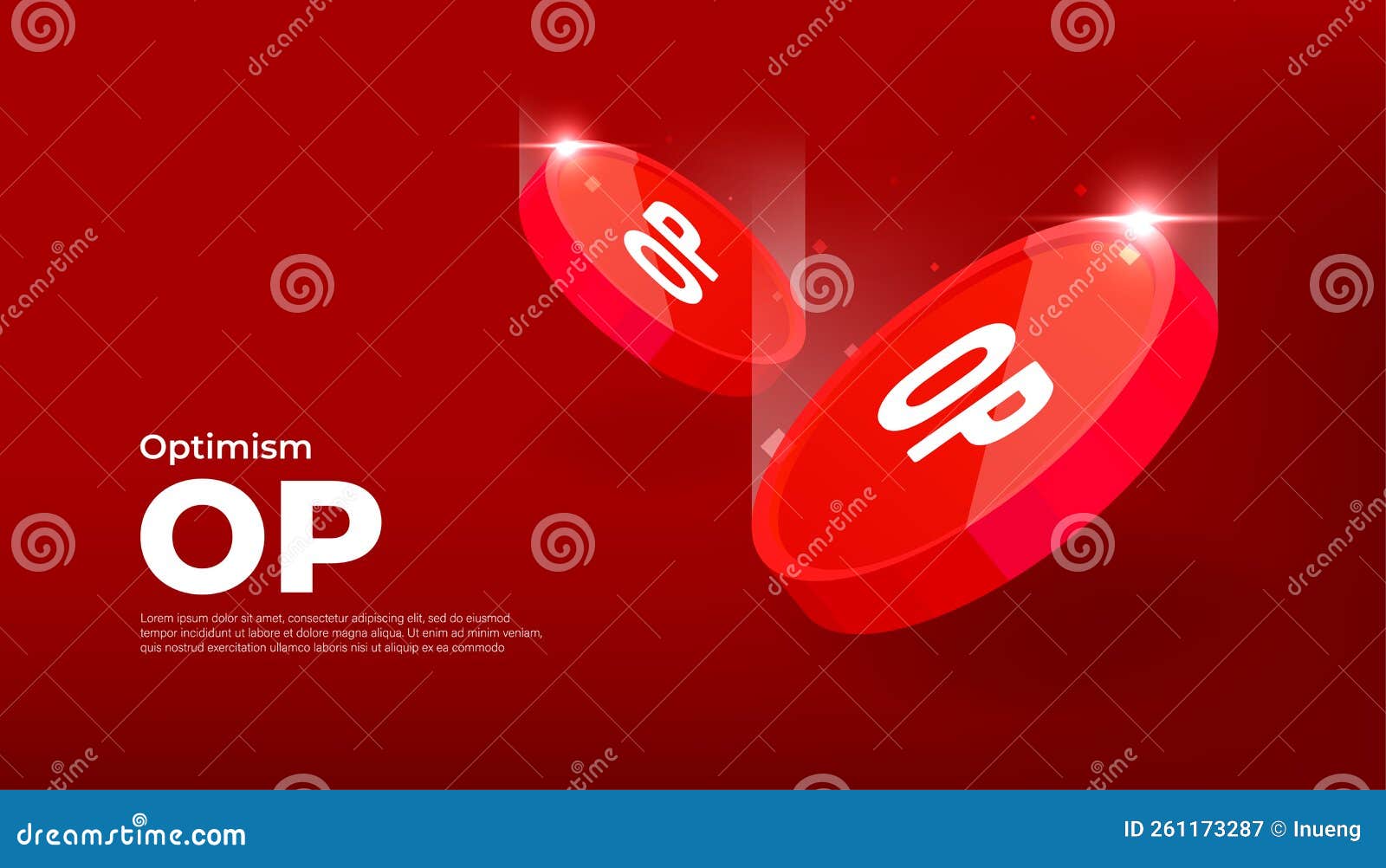 Optimism OP Coin Cryptocurrency Concept Banner Background Stock Vector ...