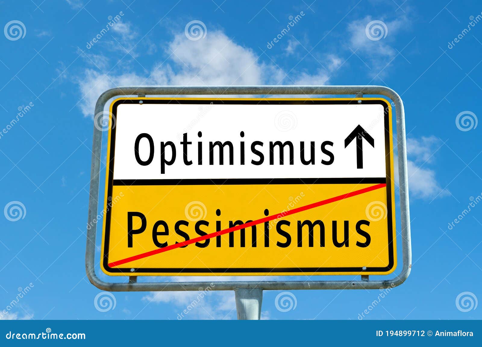 Optimism/Pessimism sign stock photo. Image of sign, roadsign - 194899712