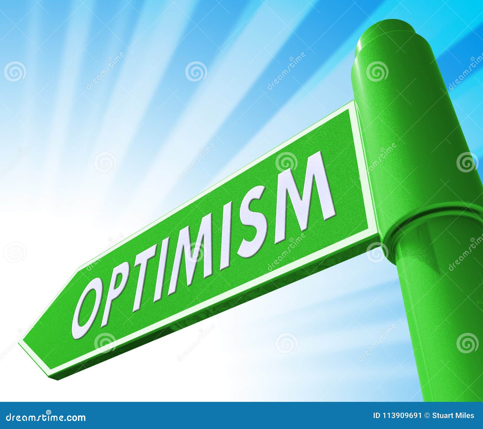 Optimism Sign Showing Optimist Mindset 3d Illustration Stock ...