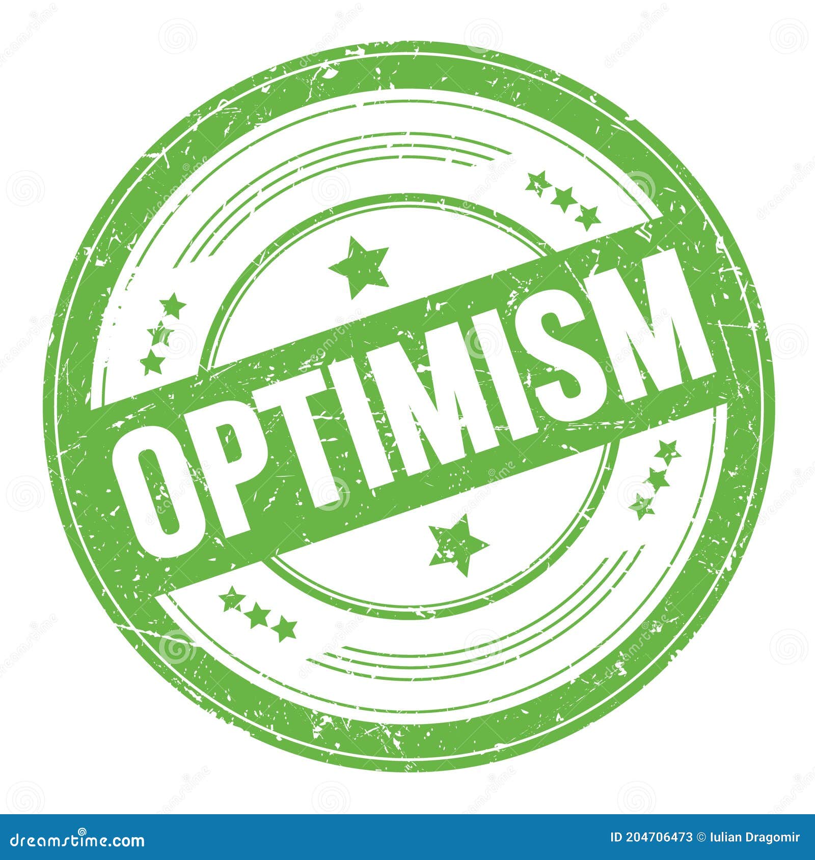 OPTIMISM Text on Green Round Grungy Stamp Stock Illustration ...
