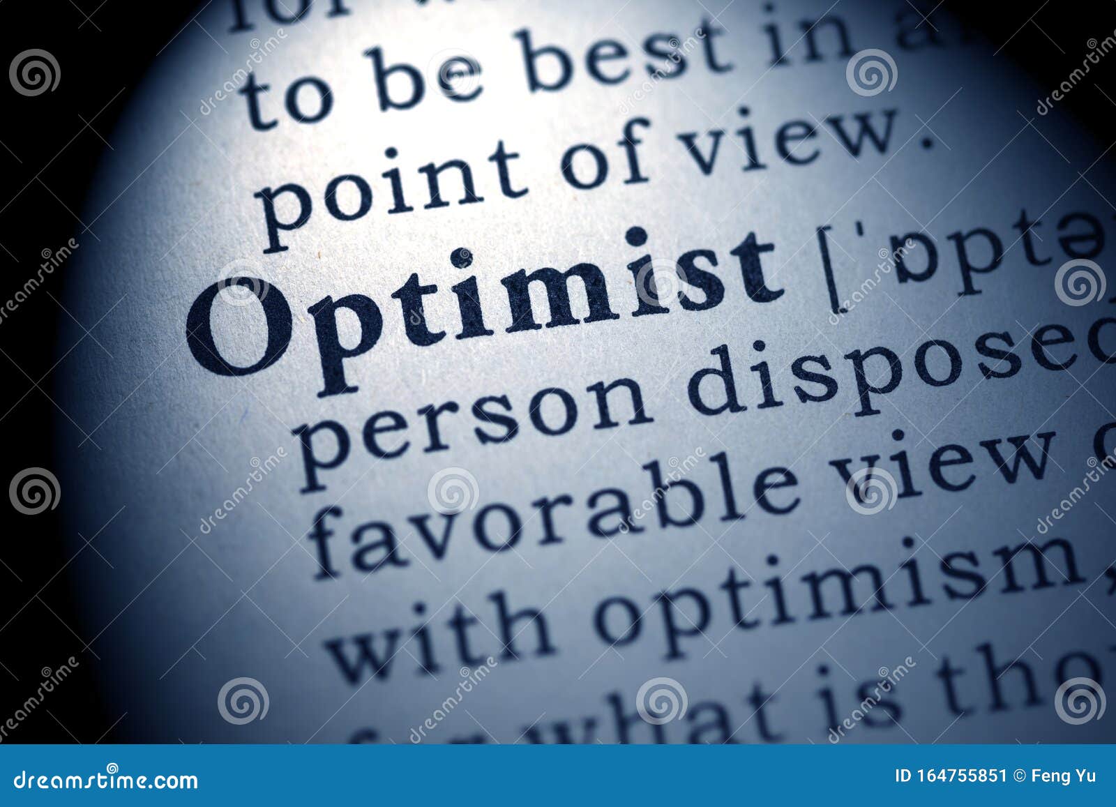 Definition of the Word Optimist Stock Image - Image of closeup, light ...