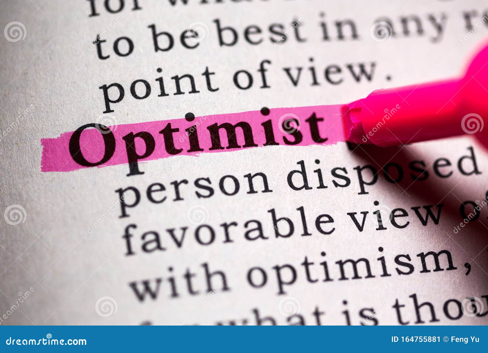 Definition of the Word Optimist Stock Image - Image of printing ...
