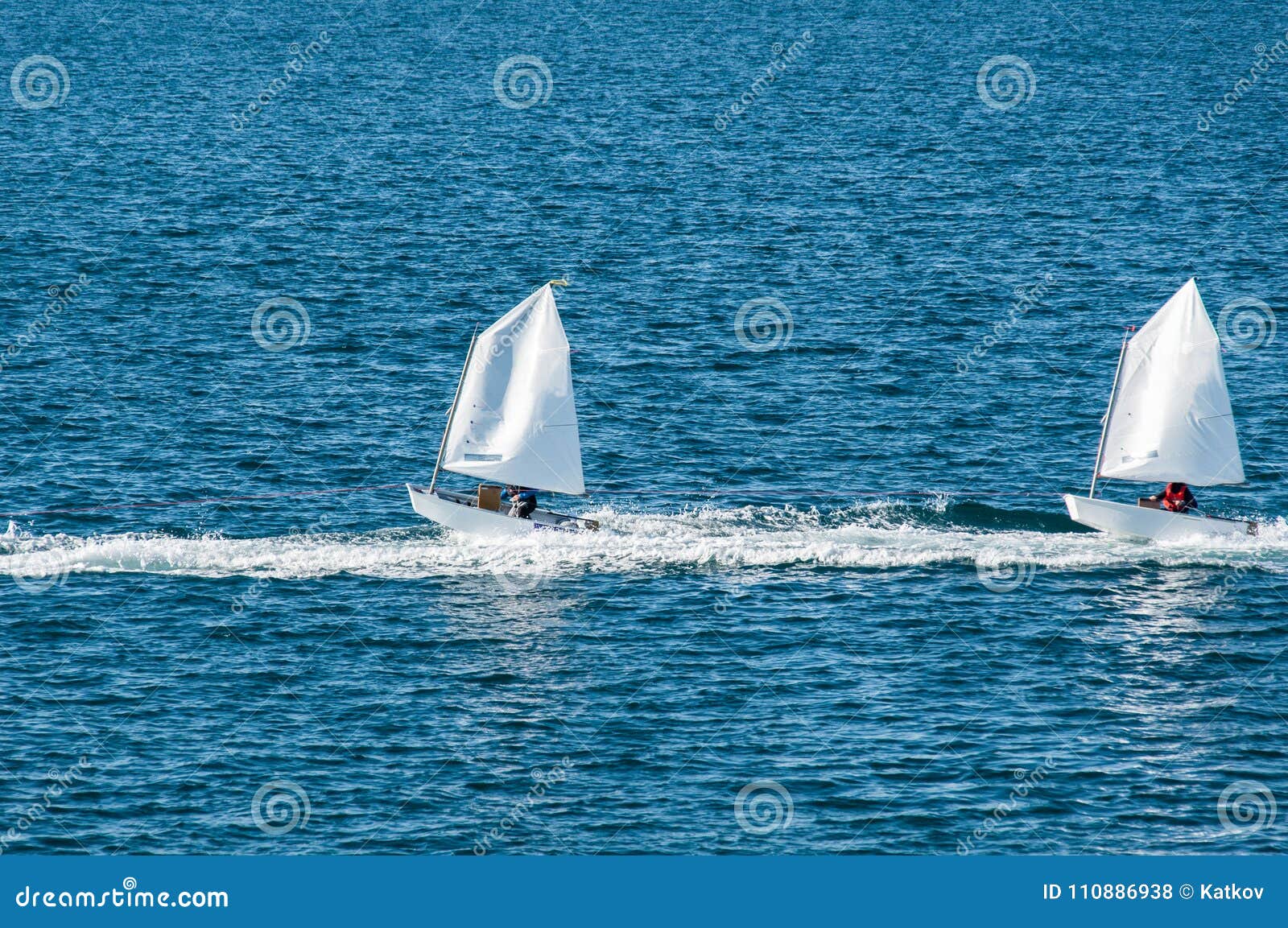 Optimist Sailboat during a Training Stock Photo - Image of boat ...