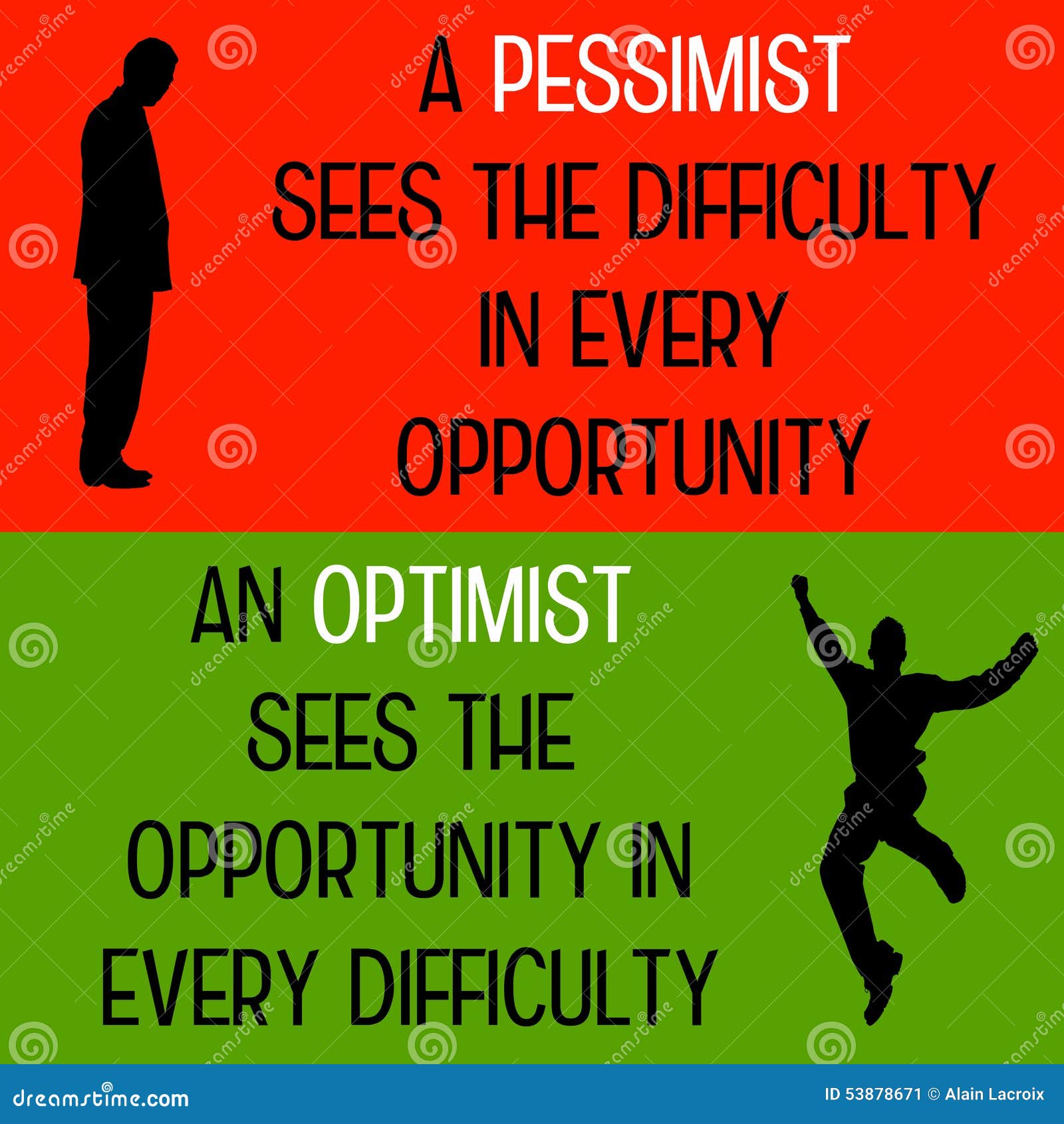 Optimista del pesimista stock de ilustración. Ilustración de negativo ...