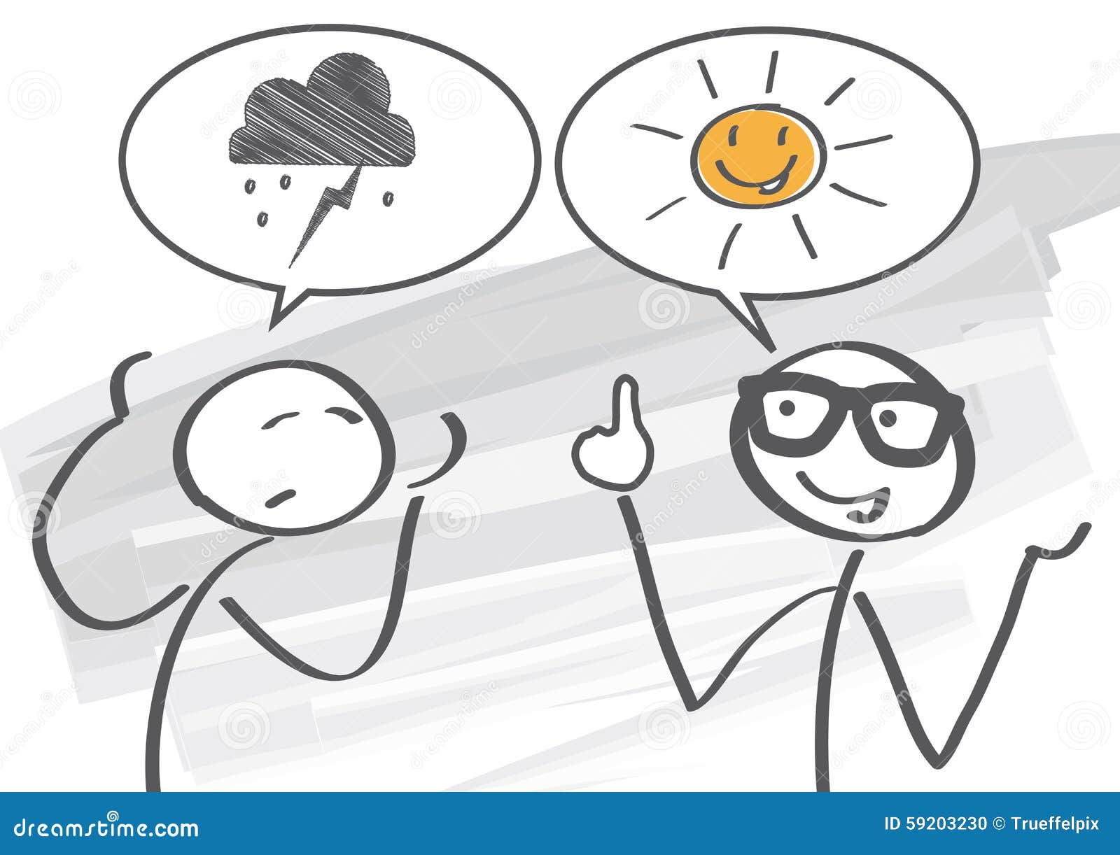 Optimiste Contre Le Pessimiste Illustration Stock - Illustration du ...