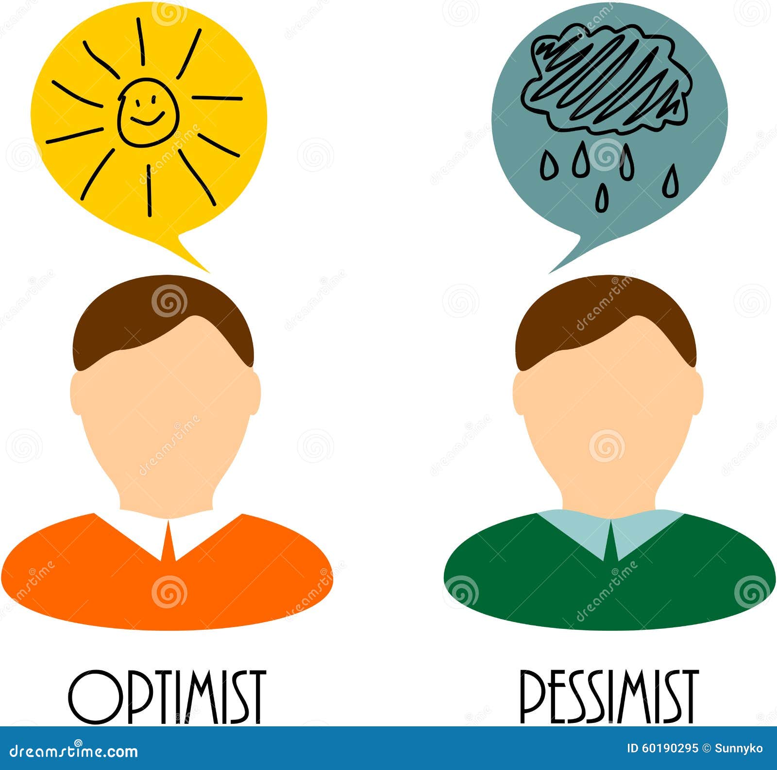 Optimiste et pessimiste illustration stock. Illustration du défavorable ...