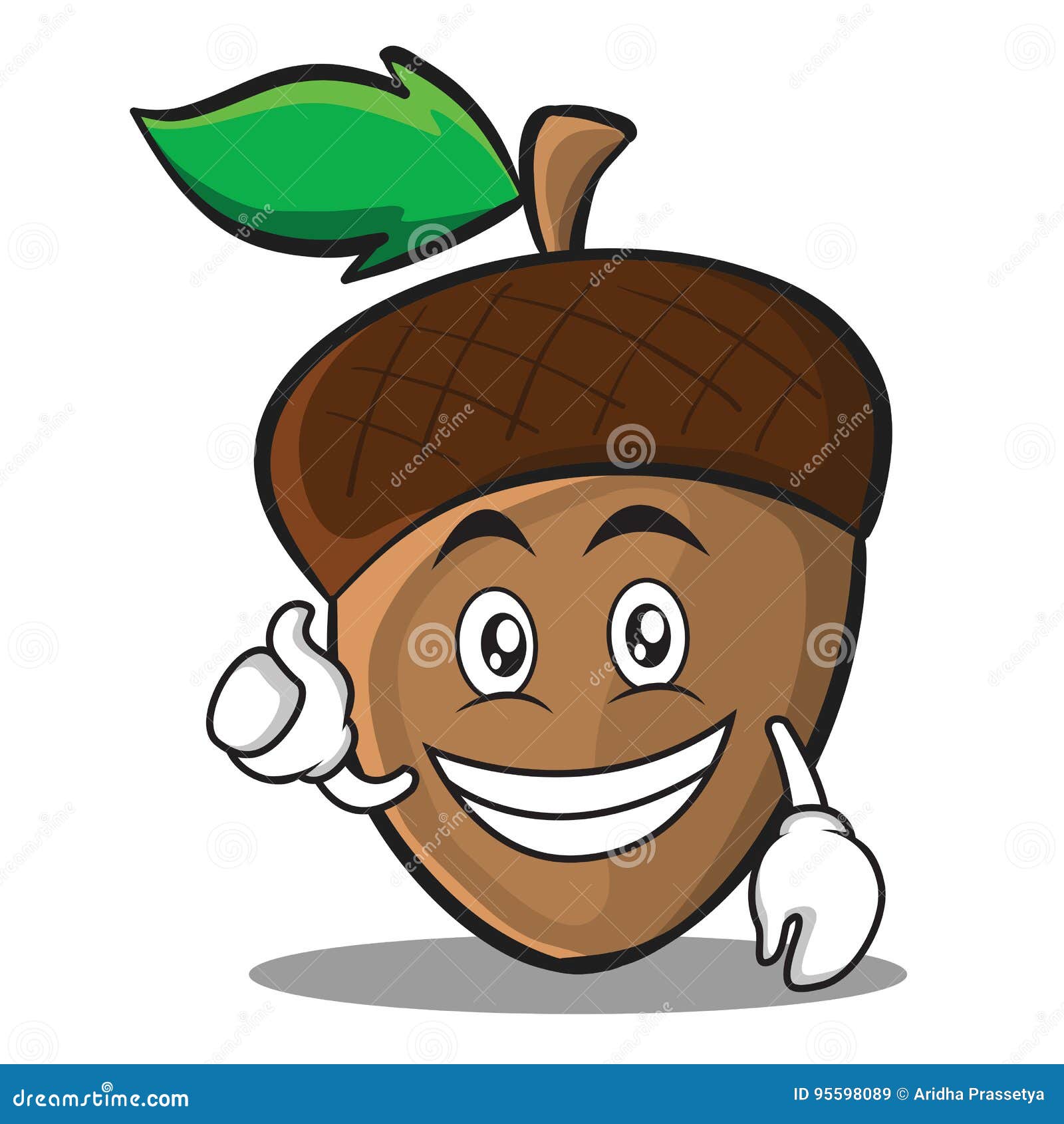 Optimistic Acorn Cartoon Character Style Stock Vector - Illustration of ...