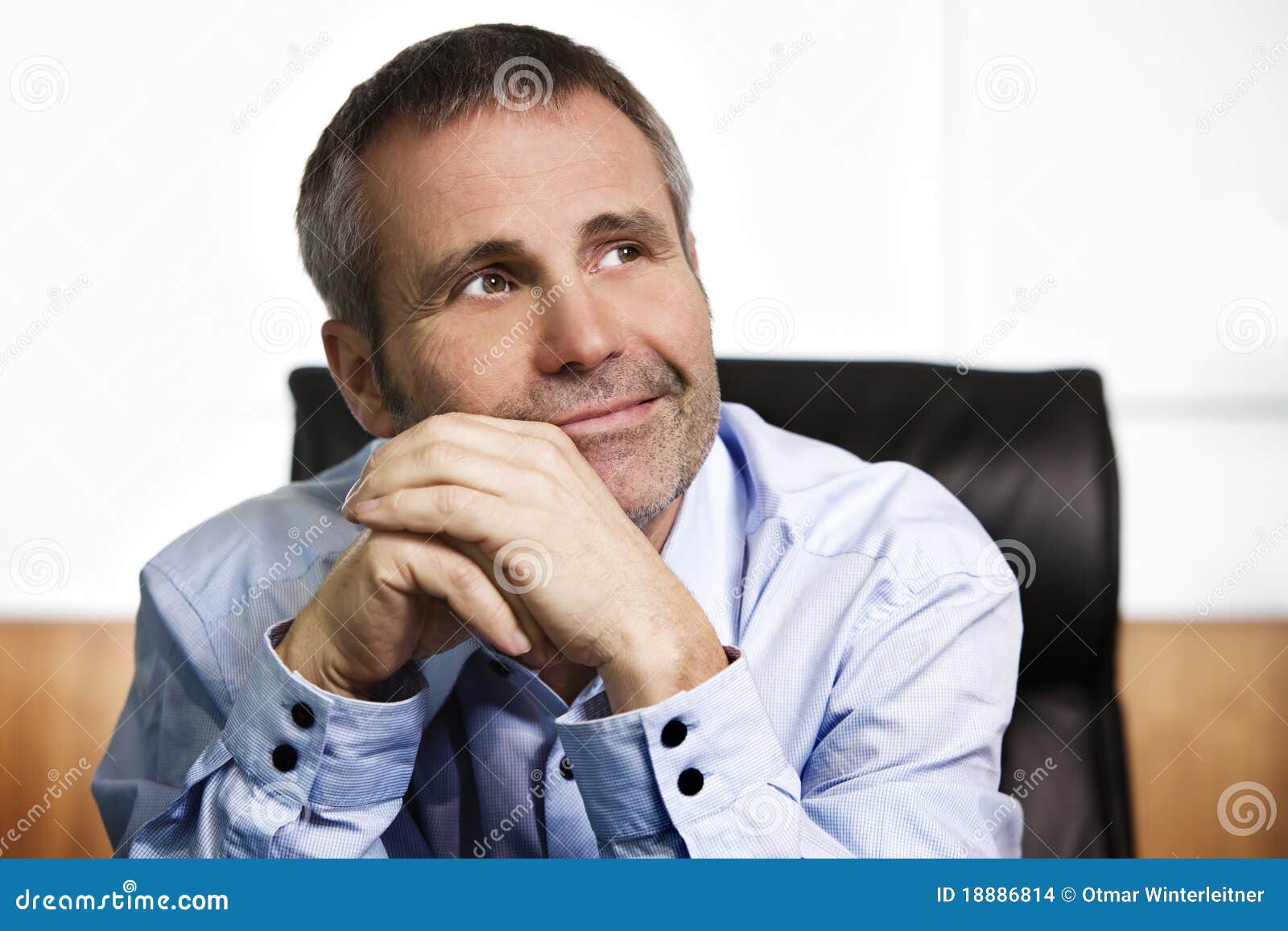 Optimistic Businessman Contemplating in Office. Stock Photo - Image of ...