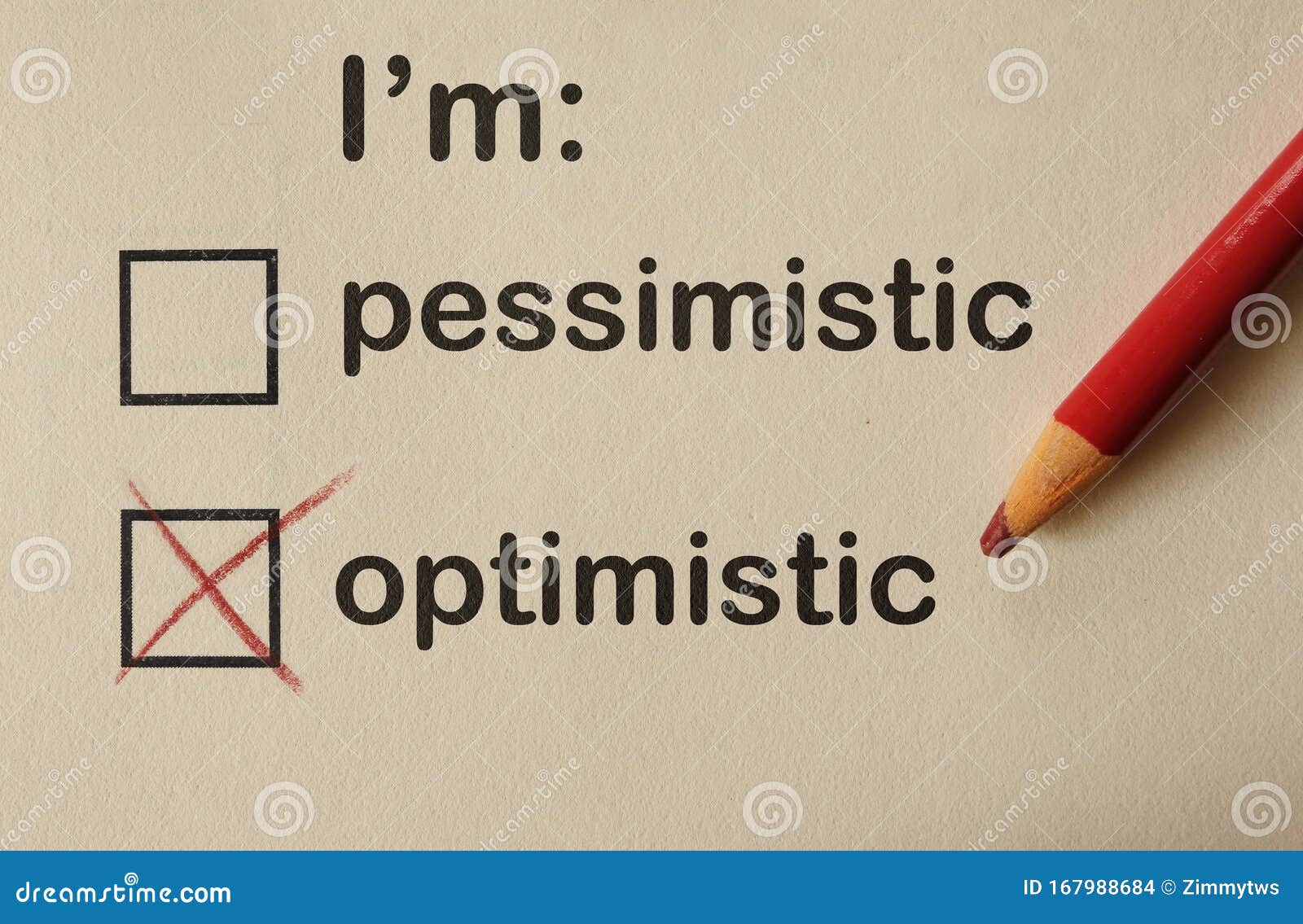 Optimistic or Pessimistic Check Box Survey Stock Photo - Image of ...