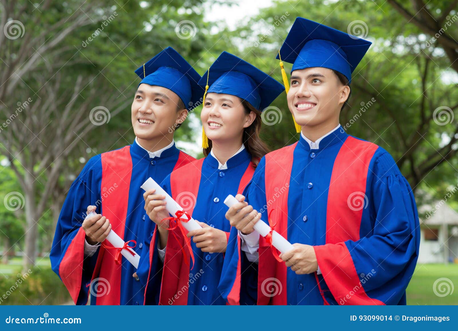 Optimistic Graduates Dreaming of Future Stock Photo - Image of women ...