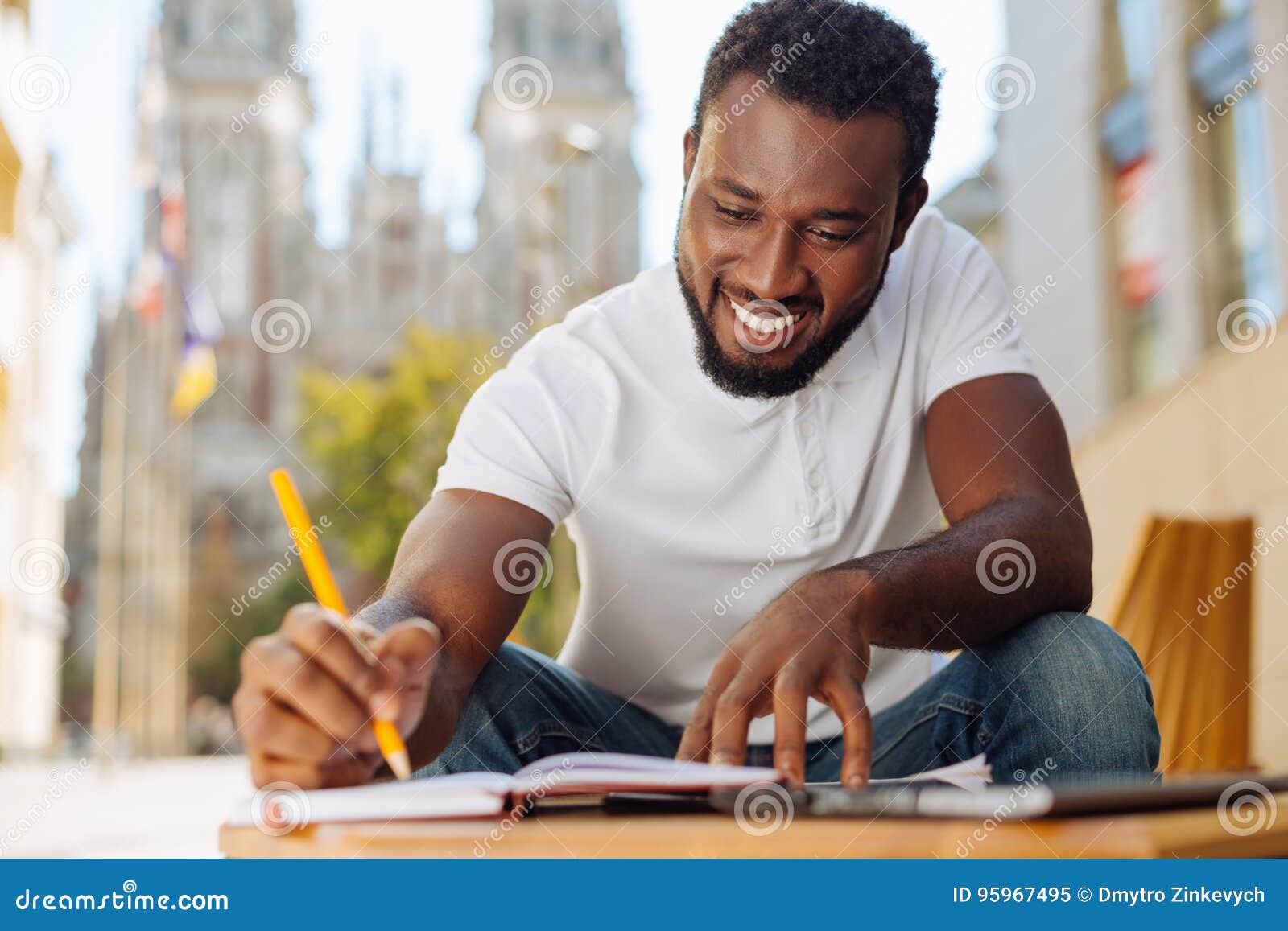 Optimistic Organized Man Feeling Inspiration Stock Image - Image of ...