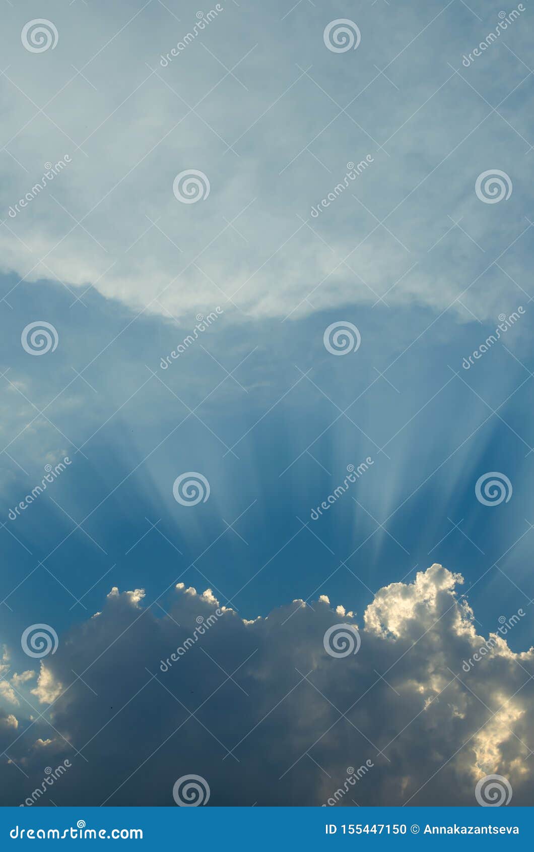 Optimistic Sunset Rays Behind the Clouds. Glow in the Sky. Symbol of ...