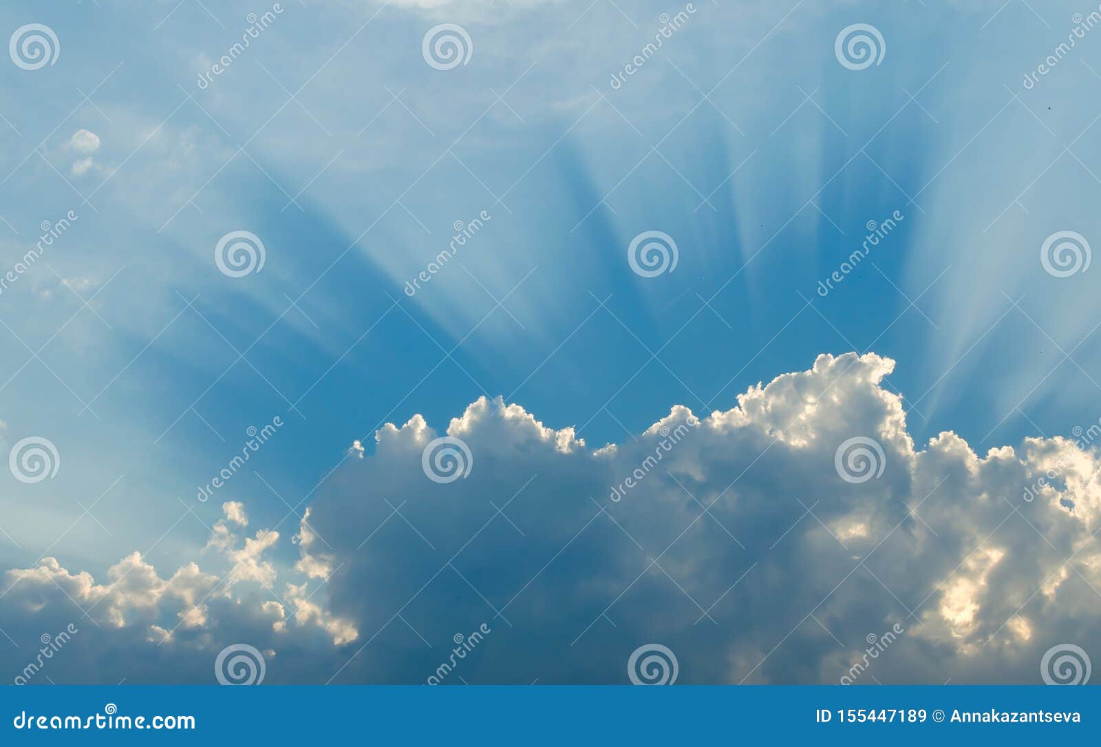 Optimistic Sunset Rays Behind the Clouds. Glow in the Sky. Symbol of ...