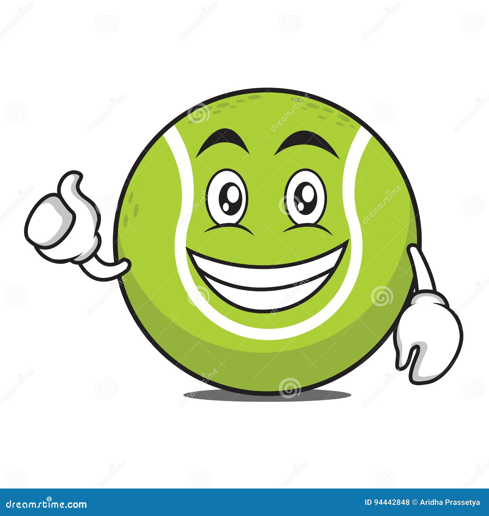 Optimistic Tennis Ball Character Cartoon Stock Vector - Illustration of ...