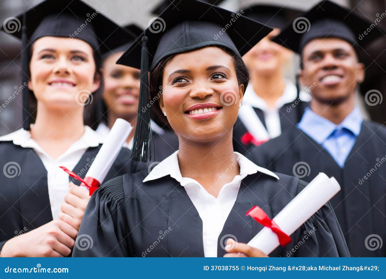 Optimistic University Graduates Stock Image - Image of certificate ...