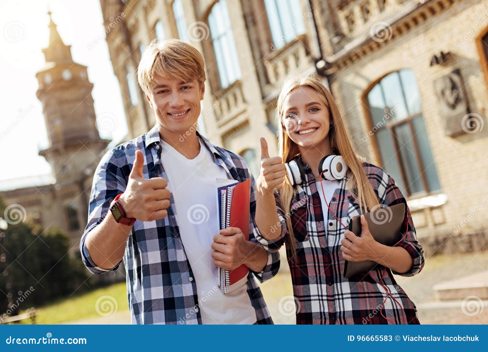 Optimistic Young Students Having Great Time at the Campus Stock Image ...