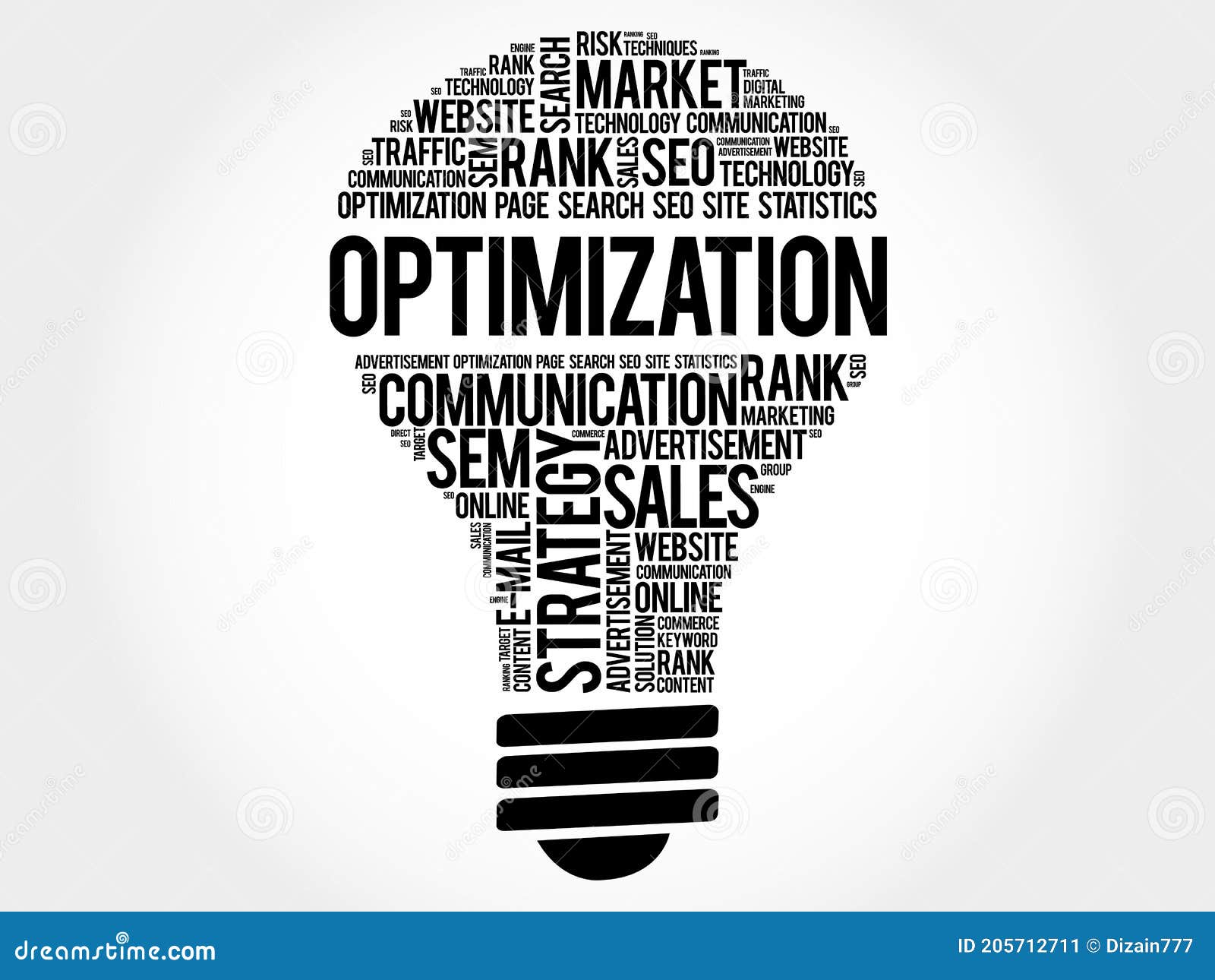 OPTIMIZATION Bulb Word Cloud Stock Illustration - Illustration of ...