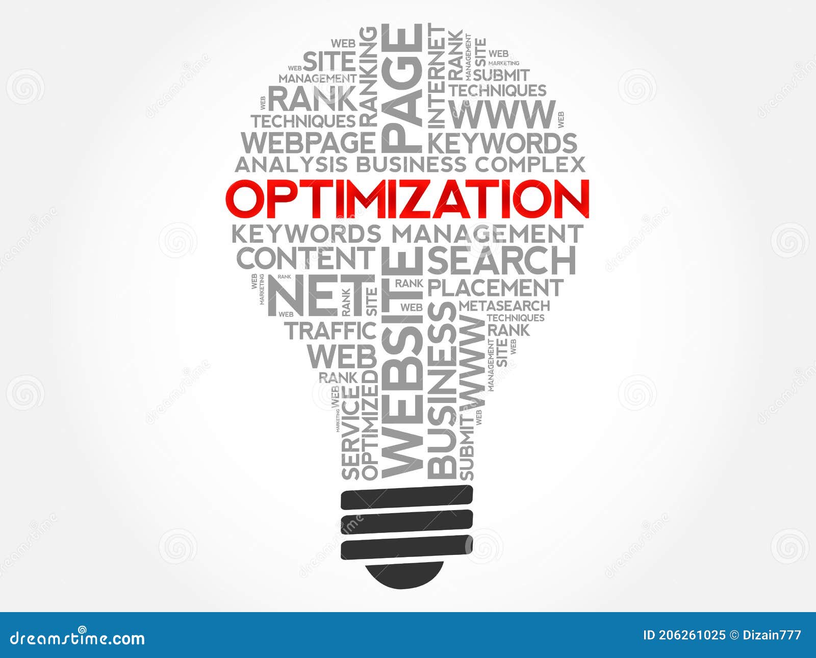 OPTIMIZATION Bulb Word Cloud Collage Stock Illustration - Illustration ...