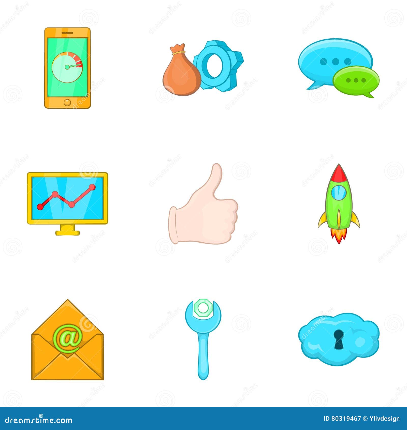 Optimization Icons Set, Cartoon Style Stock Vector - Illustration of ...