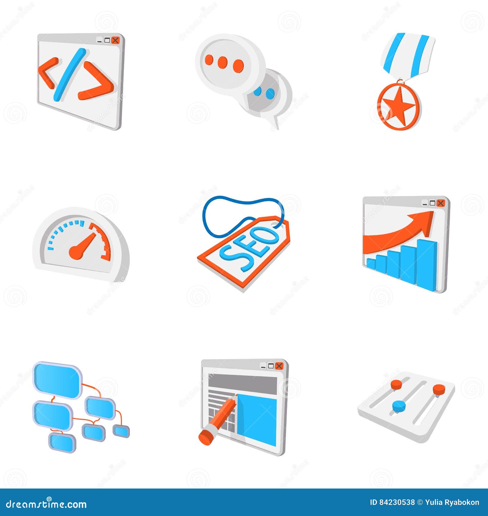 Optimization Icons Set, Cartoon Style Stock Vector - Illustration of ...