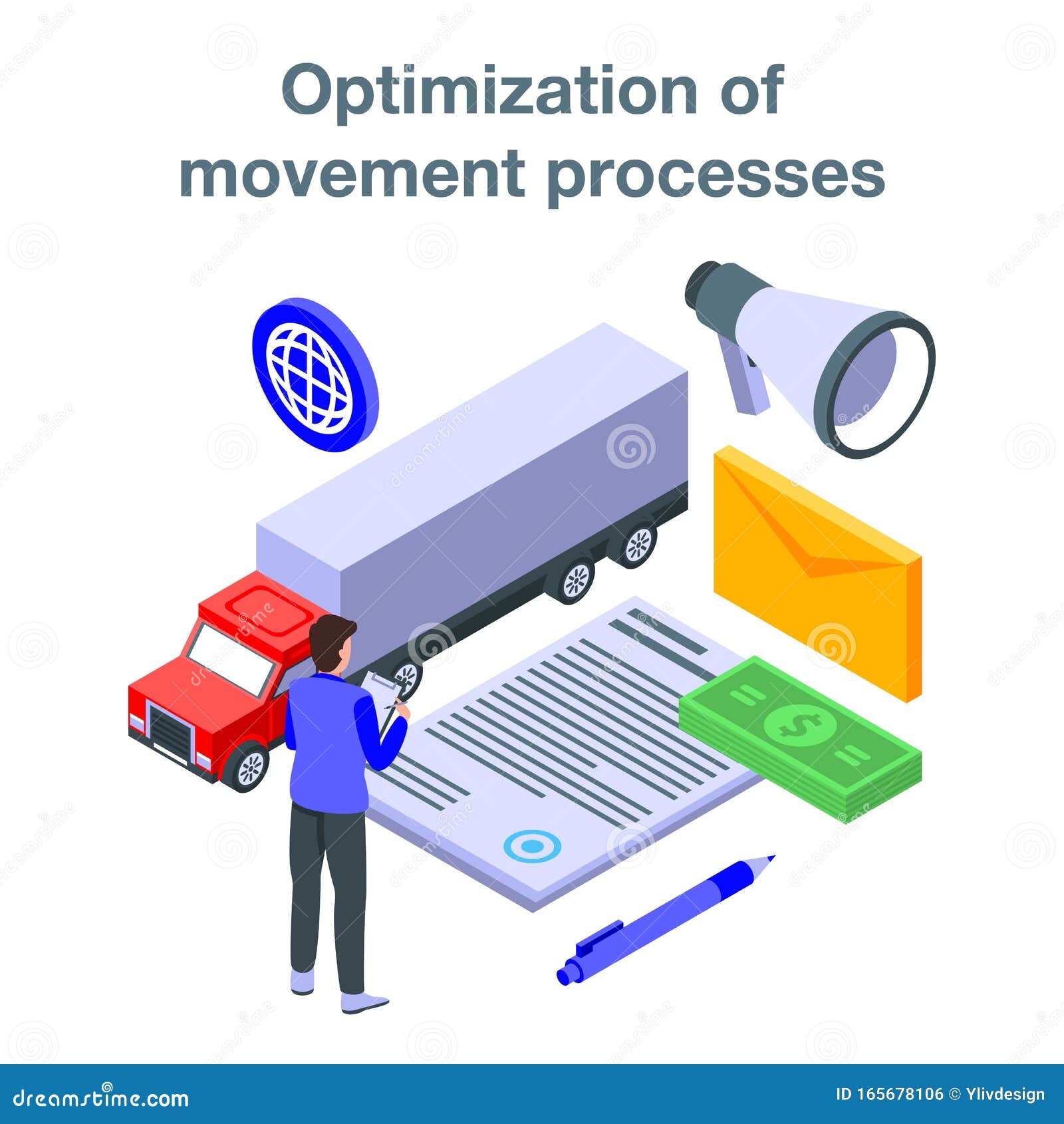 Optimization of Movement Process Concept Banner, Isometric Style Stock ...
