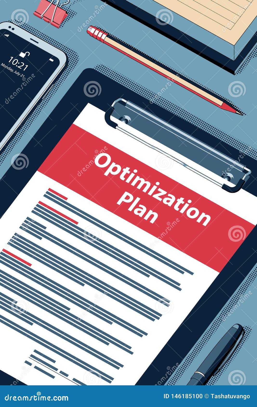 Optimization Plan - Handsome Vector Halftone Isometric Illustration ...