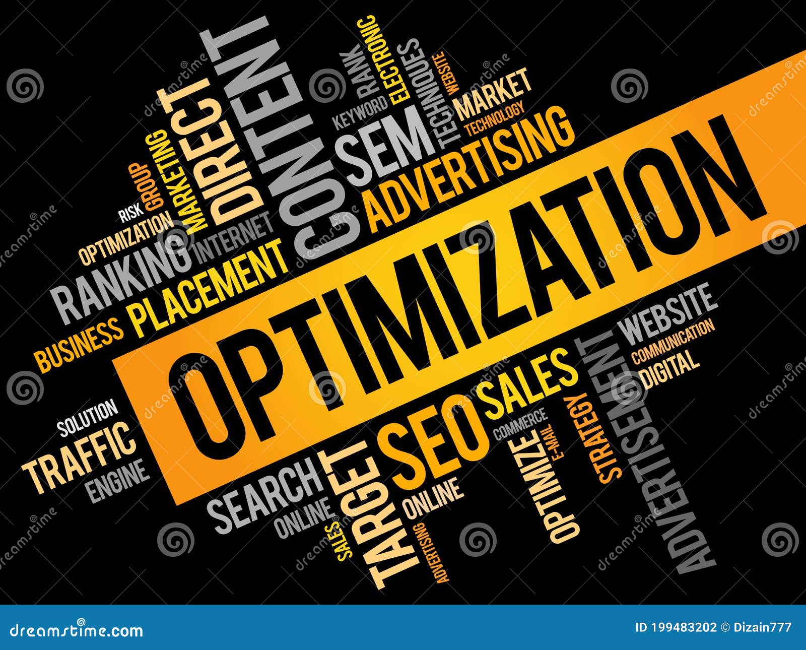 OPTIMIZATION word cloud stock illustration. Illustration of search ...