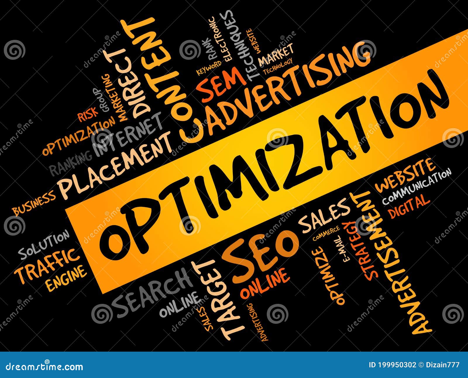 OPTIMIZATION word cloud stock illustration. Illustration of ...