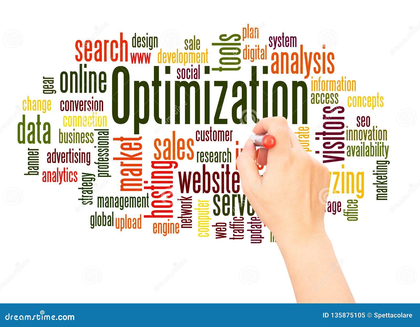 Optimization Word Cloud Hand Writing Concept Stock Image - Image of ...