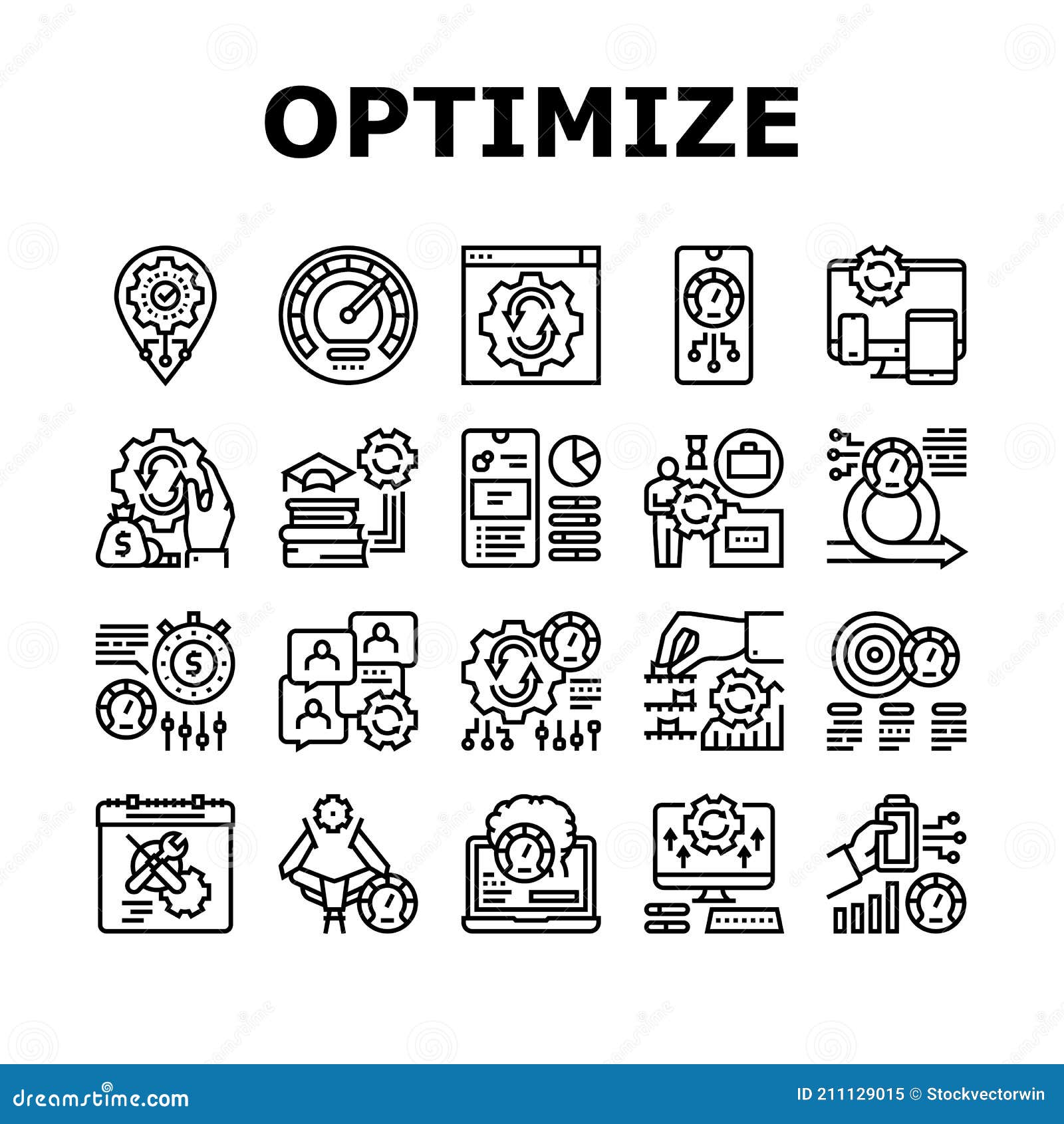 Optimize Operations Collection Icons Set Vector Stock Vector ...