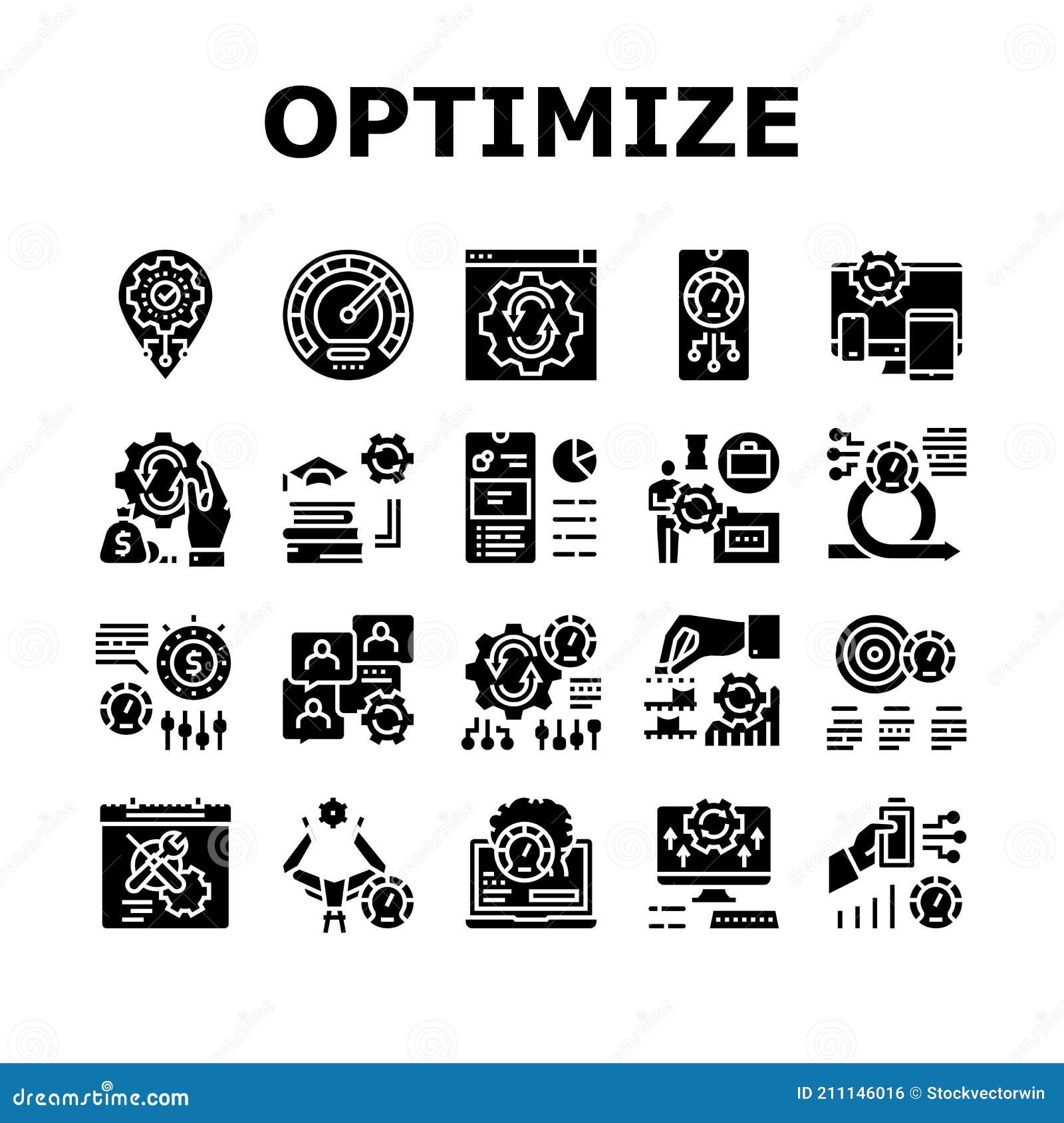 Optimize Operations Collection Icons Set Vector Stock Vector ...