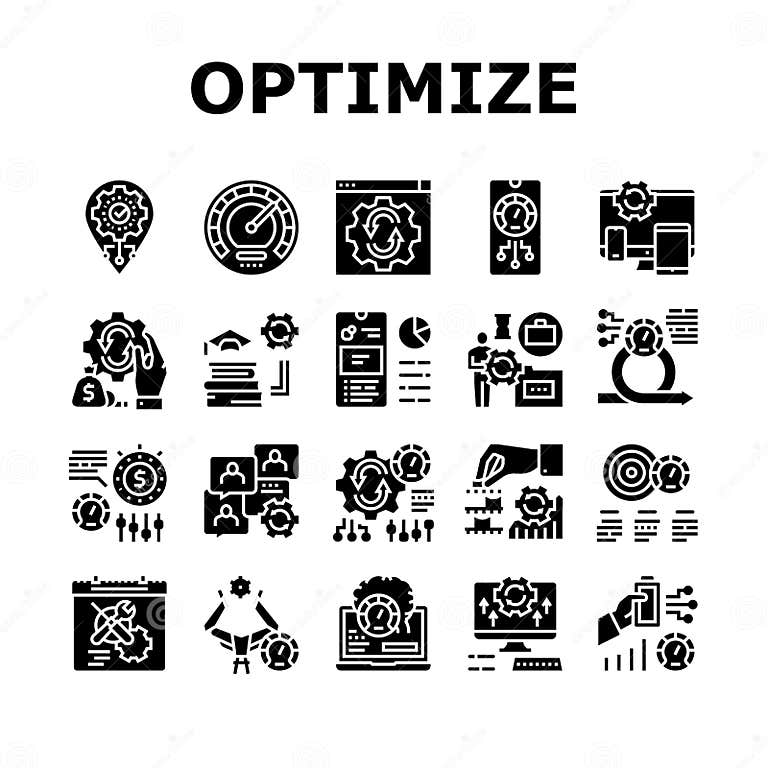 Optimize Operations Collection Icons Set Vector Stock Vector ...