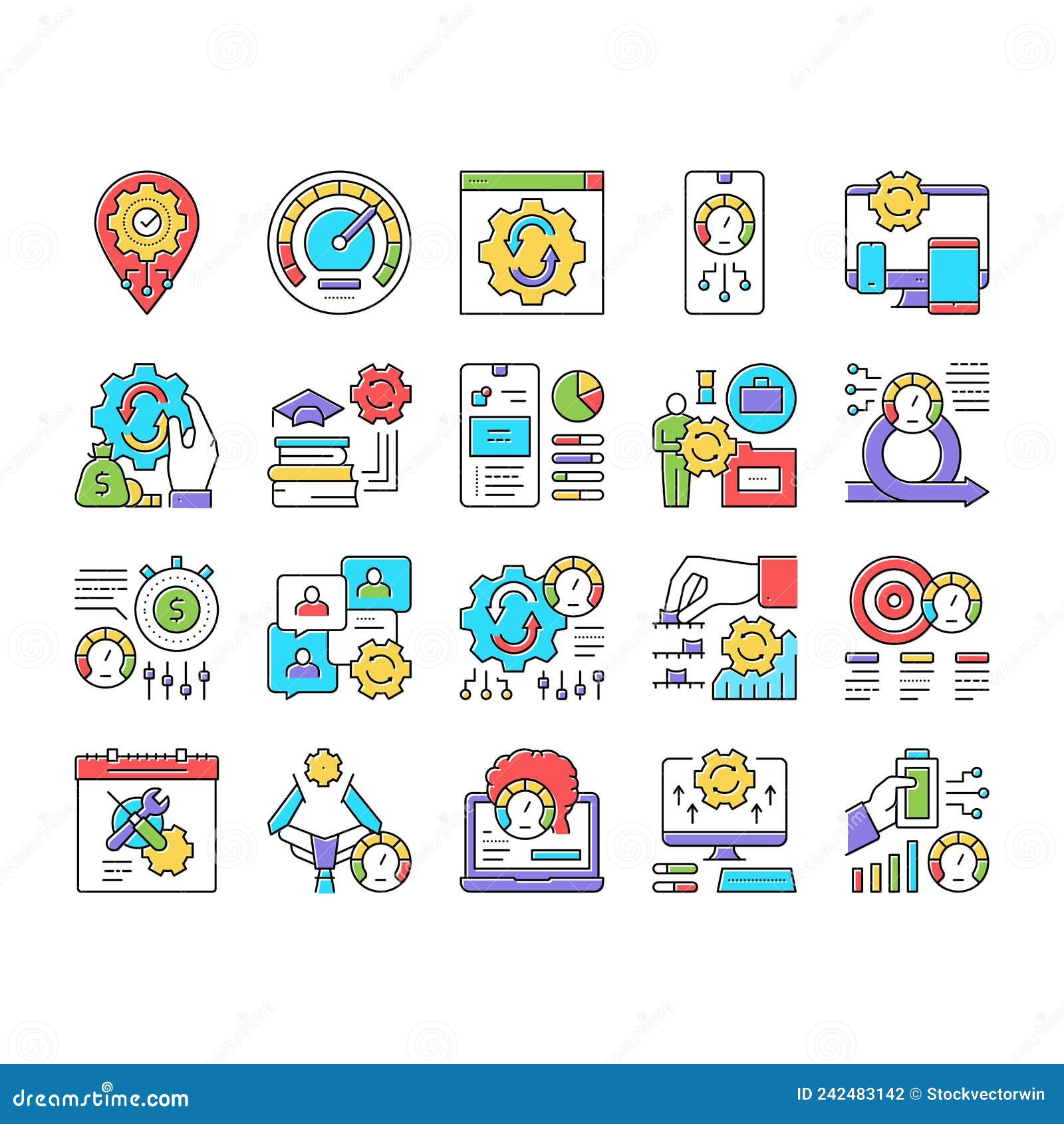 Optimize Operations Collection Icons Set Vector . Stock Vector ...