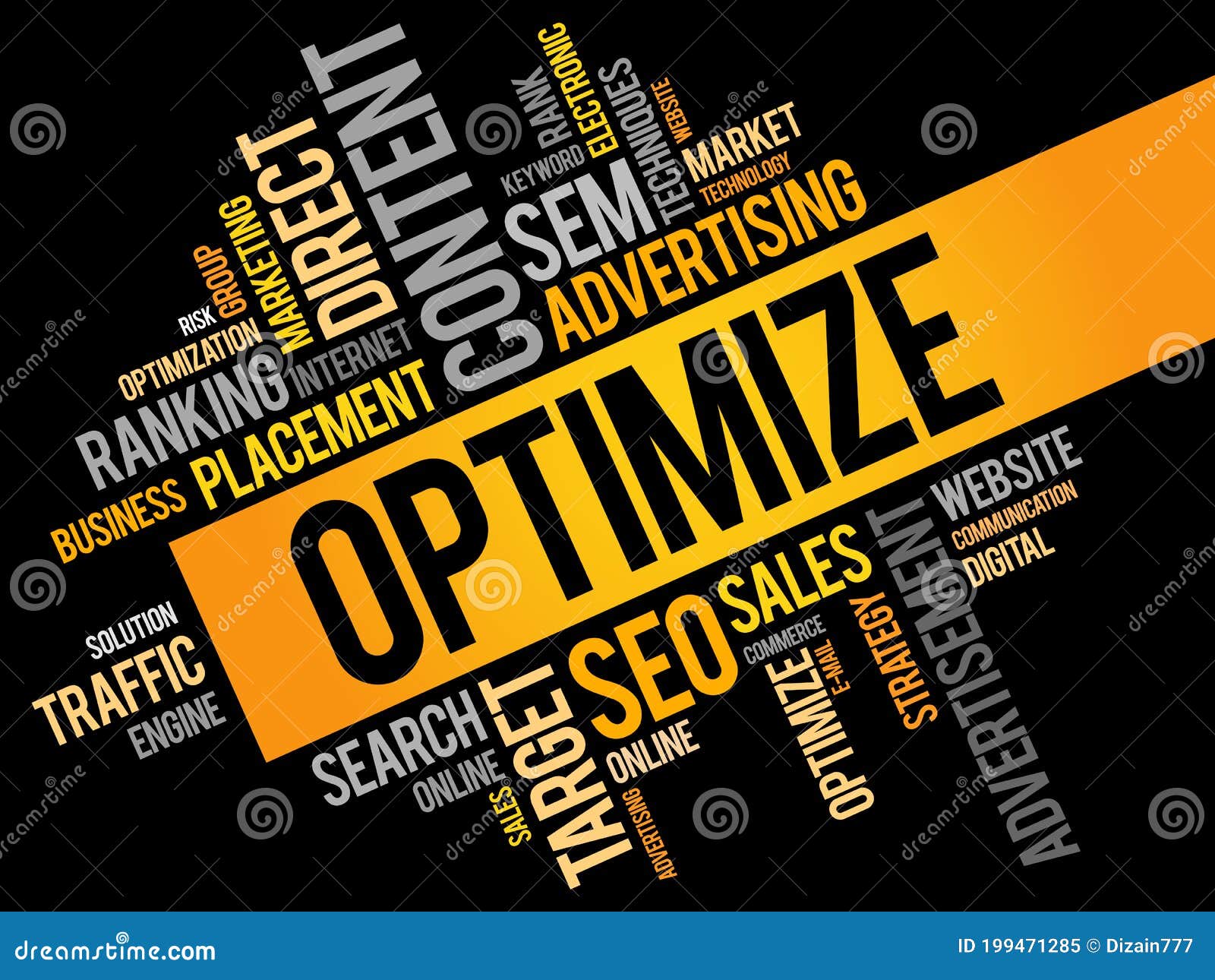 OPTIMIZE Word Cloud Background Stock Illustration - Illustration of ...