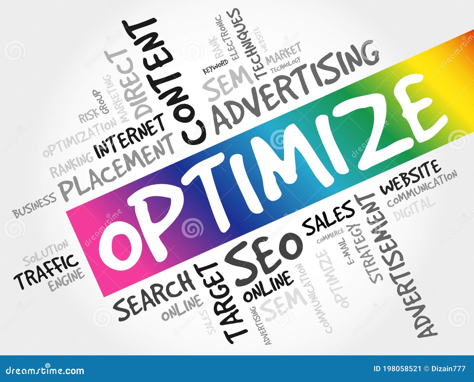 OPTIMIZE Word Cloud Collage Stock Illustration - Illustration of optimization, information ...