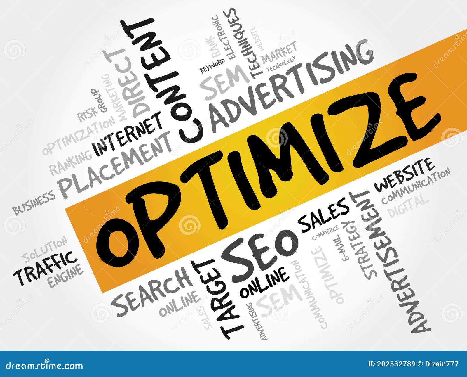 OPTIMIZE word cloud stock illustration. Illustration of association ...